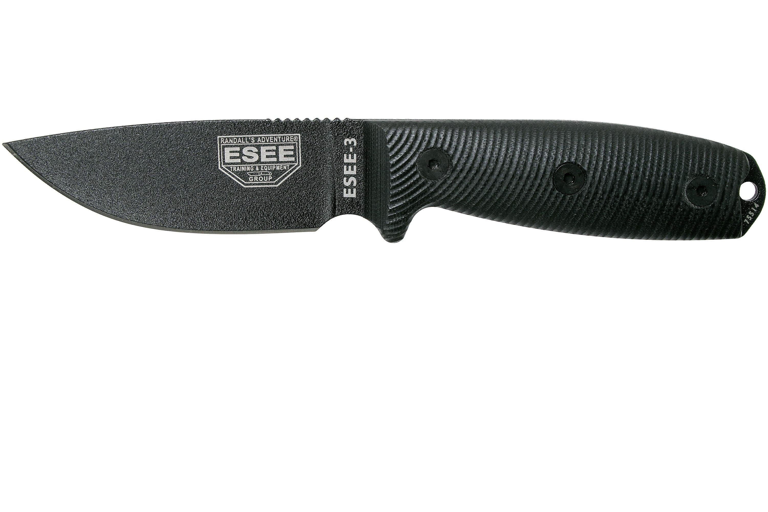 ESEE Model 3 Black Blade 3D Black G10 survivalmes 3PMB-001 zwarte ...