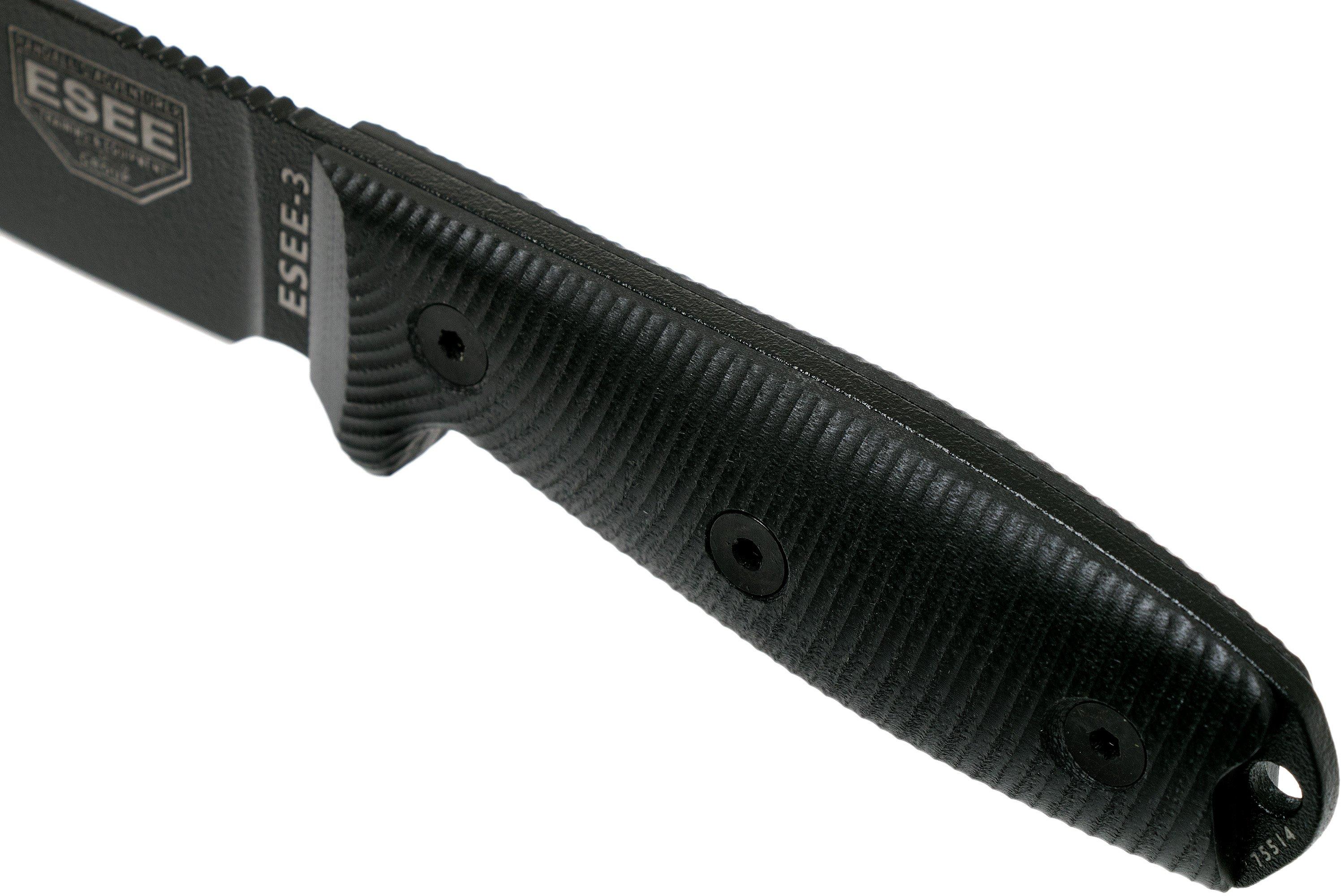 ESEE Model 3 Black Blade 3D Black G10 survivalmes 3PMB-001 zwarte ...