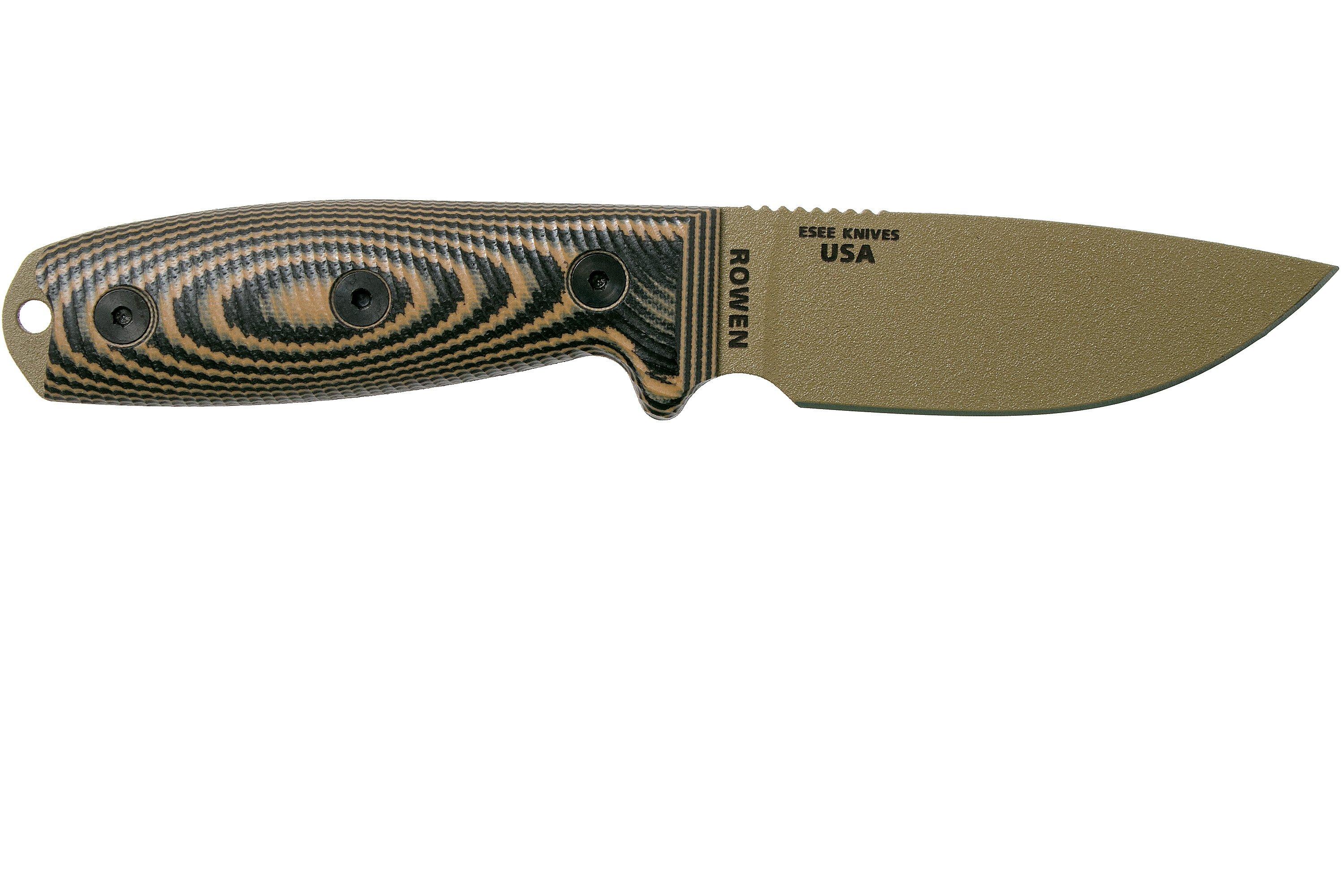 ESEE Model 3 Dark Earth Blade 3D Coyote-Black G10 survival knife 3PMDE ...