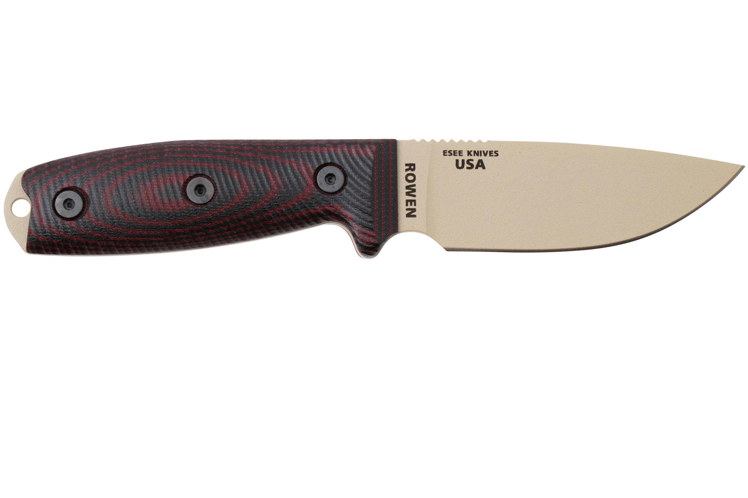 ESEE Model 3 Desert Tan Blade 3D Blood-Black G10 survival knife 3PMDT ...