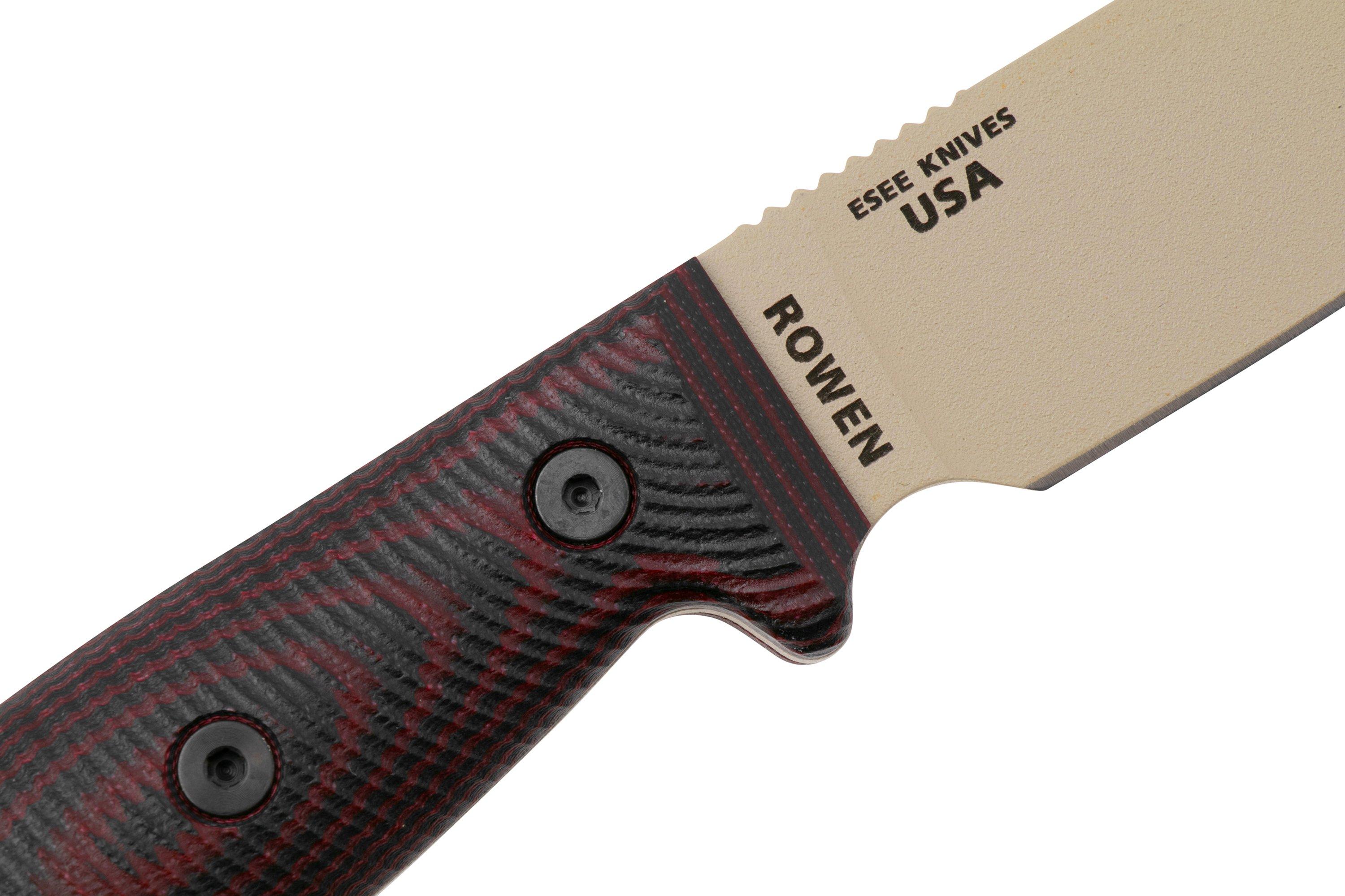 ESEE Model 3 Desert Tan Blade 3D Blood-Black G10 survival knife 3PMDT ...