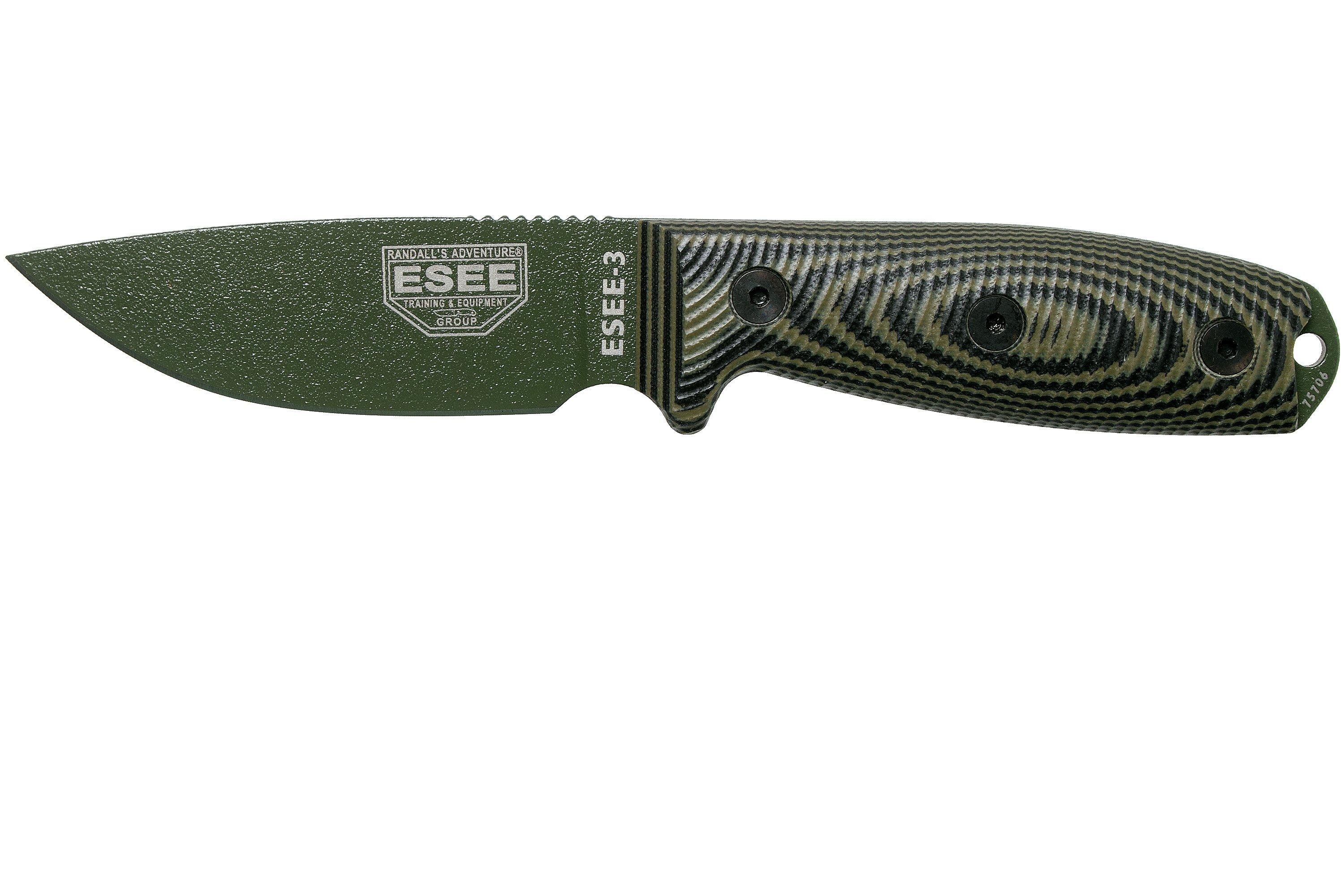 ESEE Model 3 OD Green Blade 3D OD Green-Black G10 survivalmes 3PMOD-003 ...