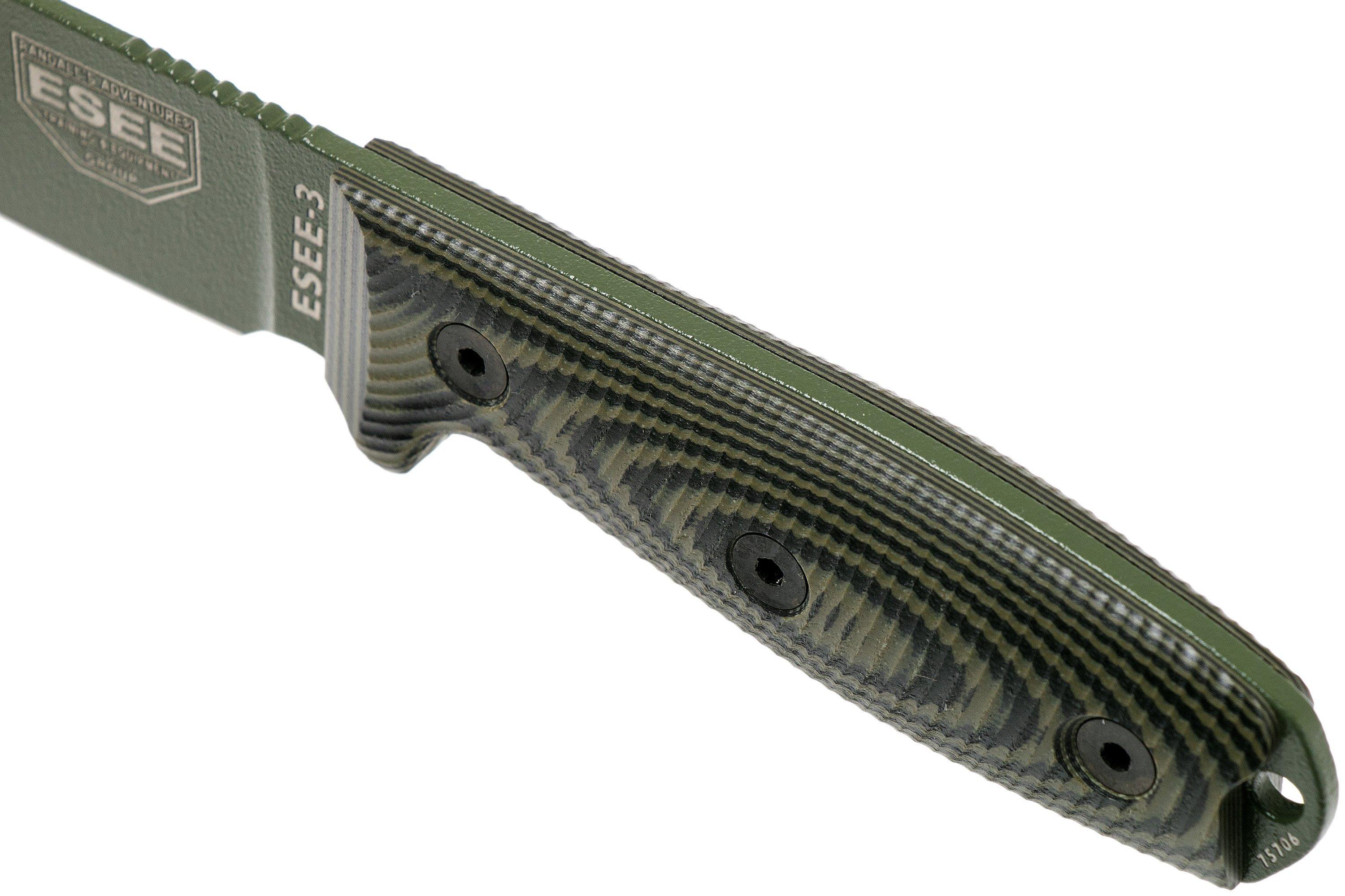 ESEE Model 3 OD Green Blade 3D OD Green-Black G10 survival knife 3PMOD ...