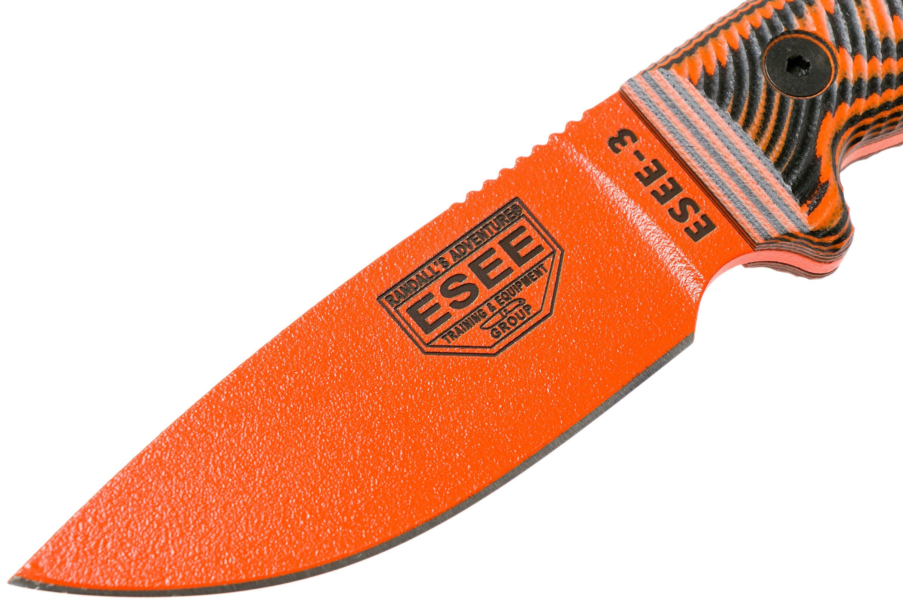 ESEE Model 3 Orange Blade 3D Orange-Black G10 survival knife 3PMOR-006 ...