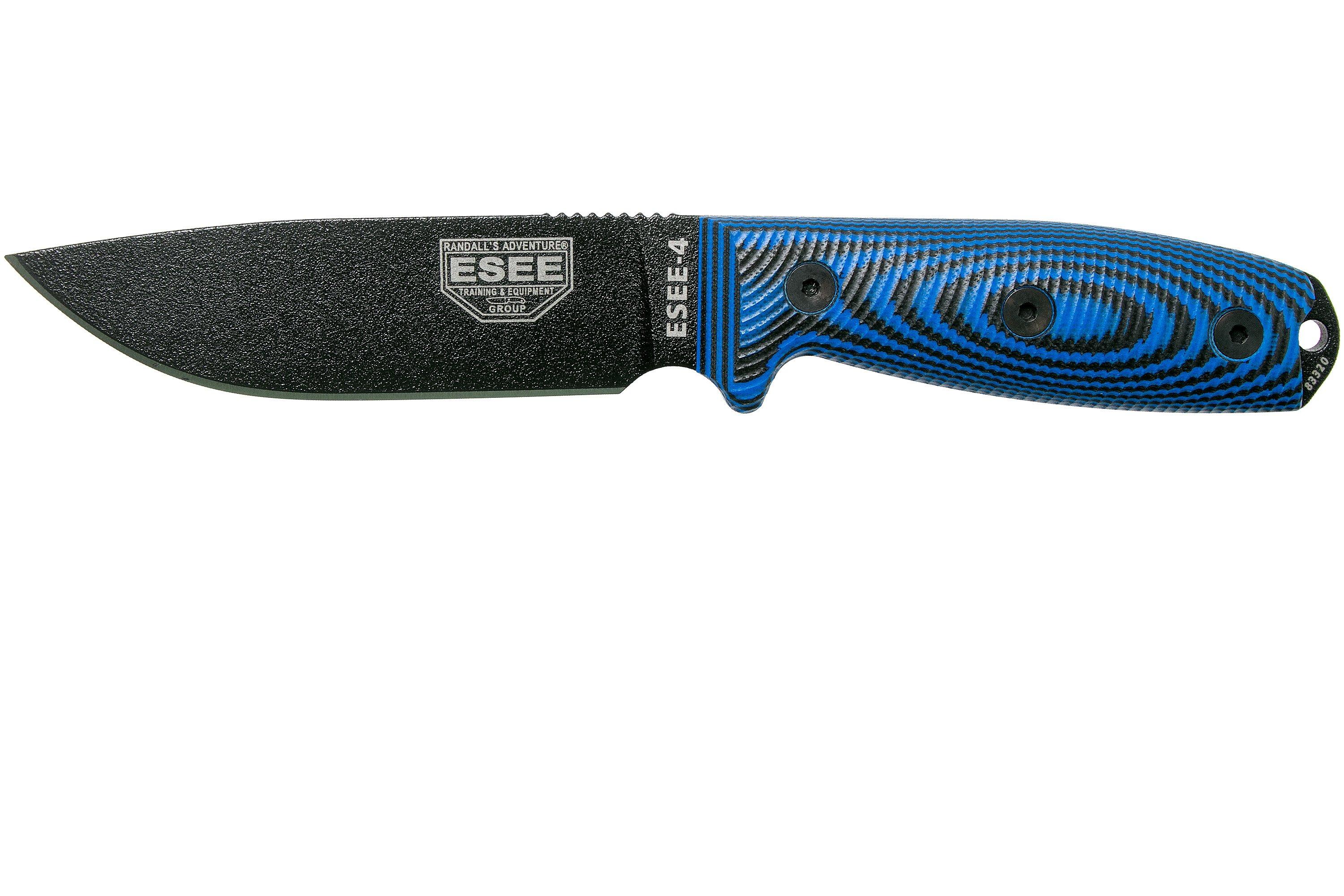 ESEE Model 4 Black Blade 3D Blue-Black G10 survivalmes 4PB-008 zwarte ...