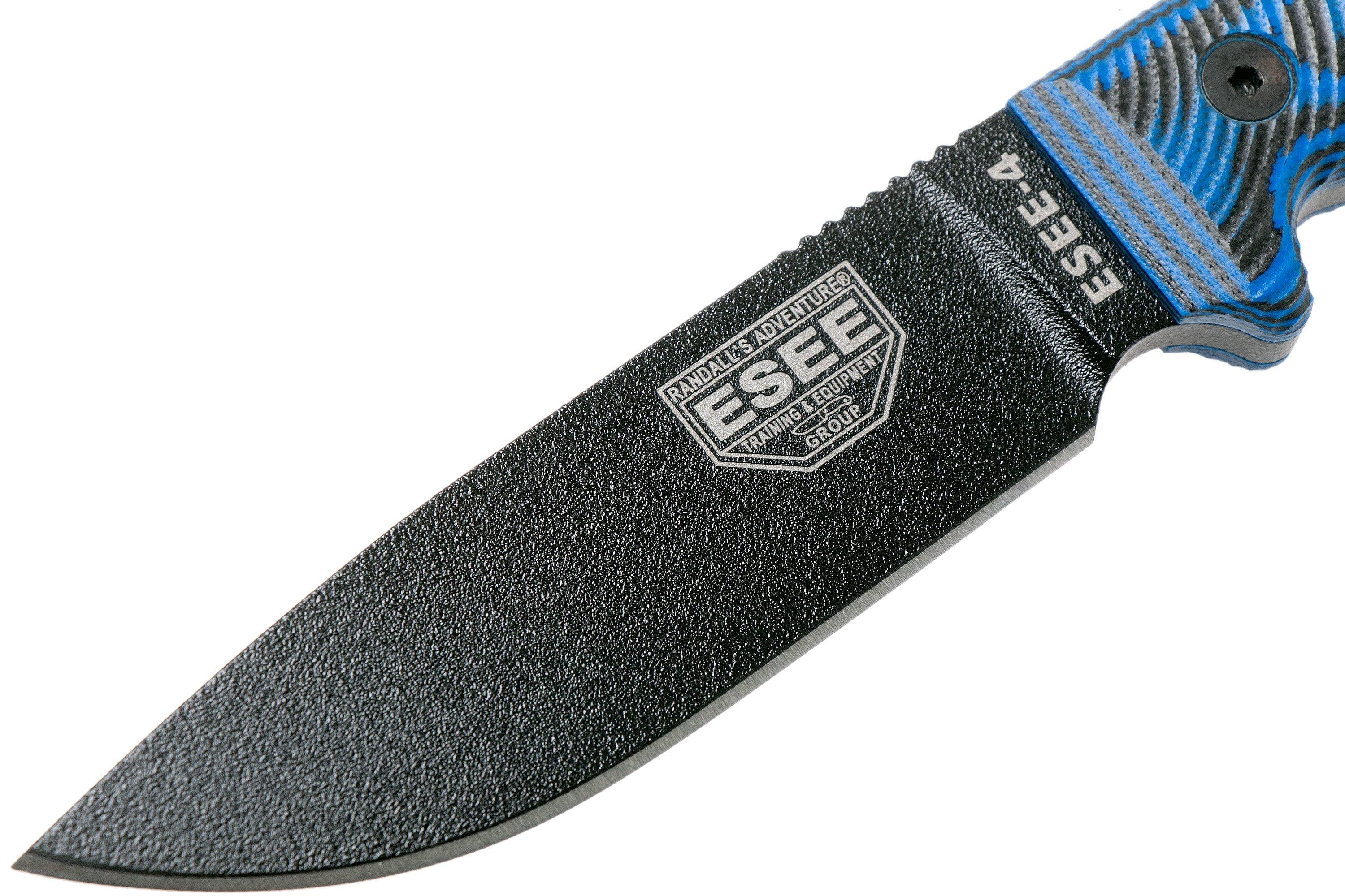 ESEE Model 4 Black Blade 3D Blue-Black G10 survivalmes 4PB-008 zwarte ...