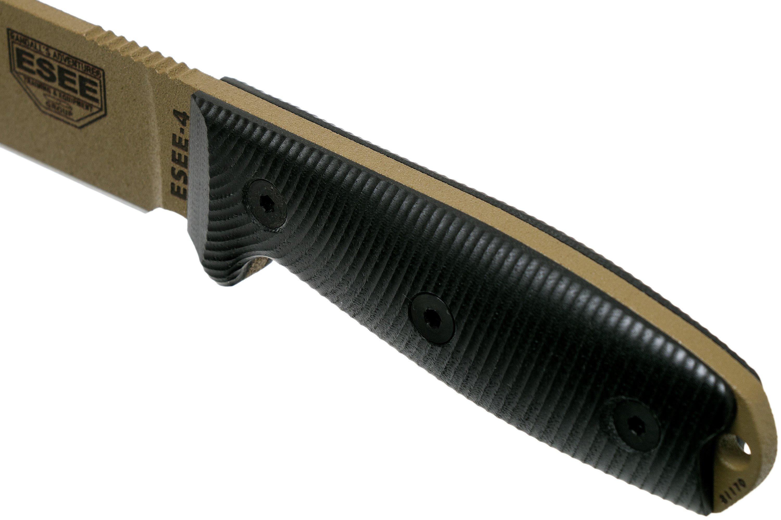 ESEE Model 4 Dark Earth Blade 3D Black G10 survival knife 4PDE-001 ...