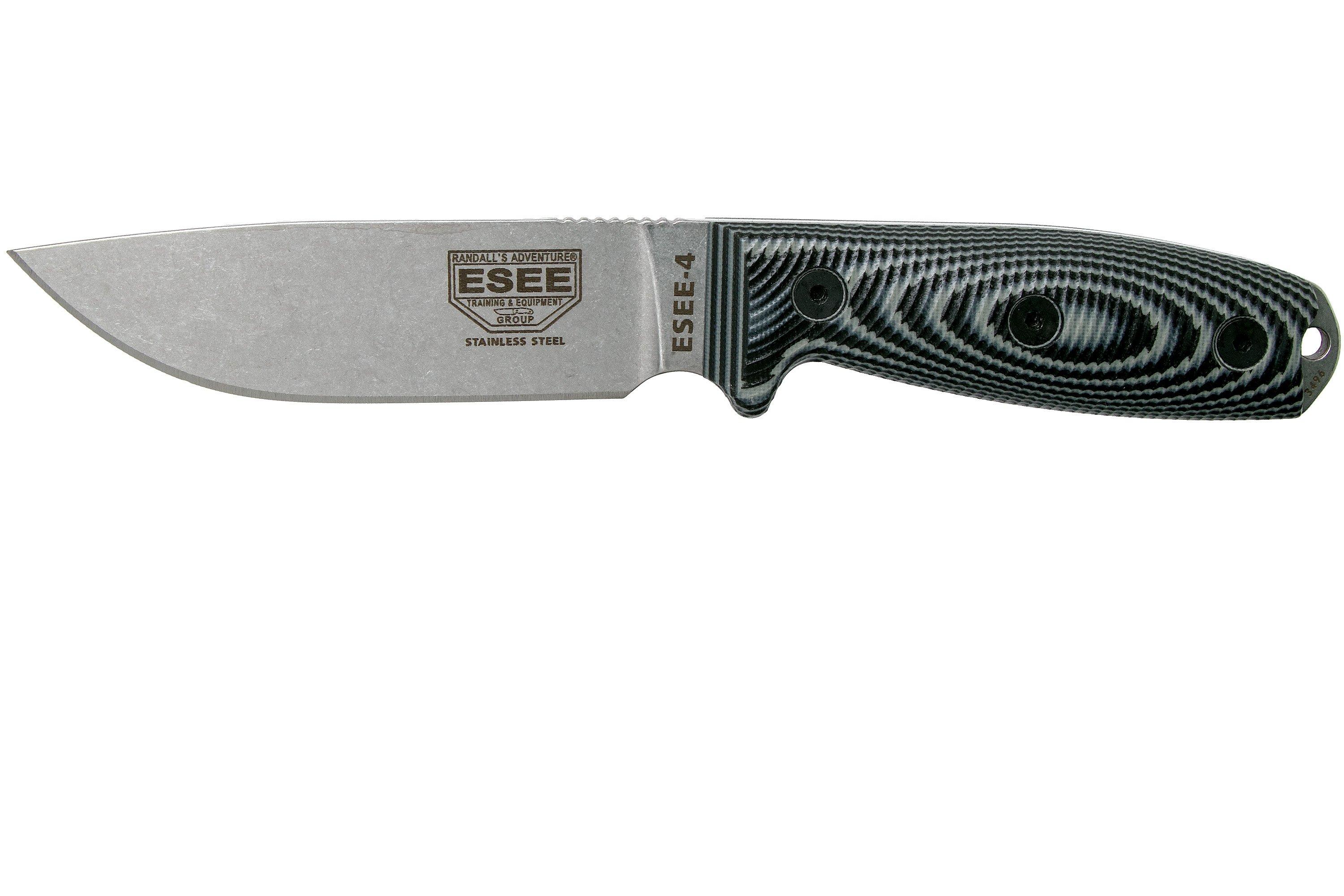 ESEE Model 4 Stainless 440C Blade 3D Grey-Black G10 survival knife 4PSS ...