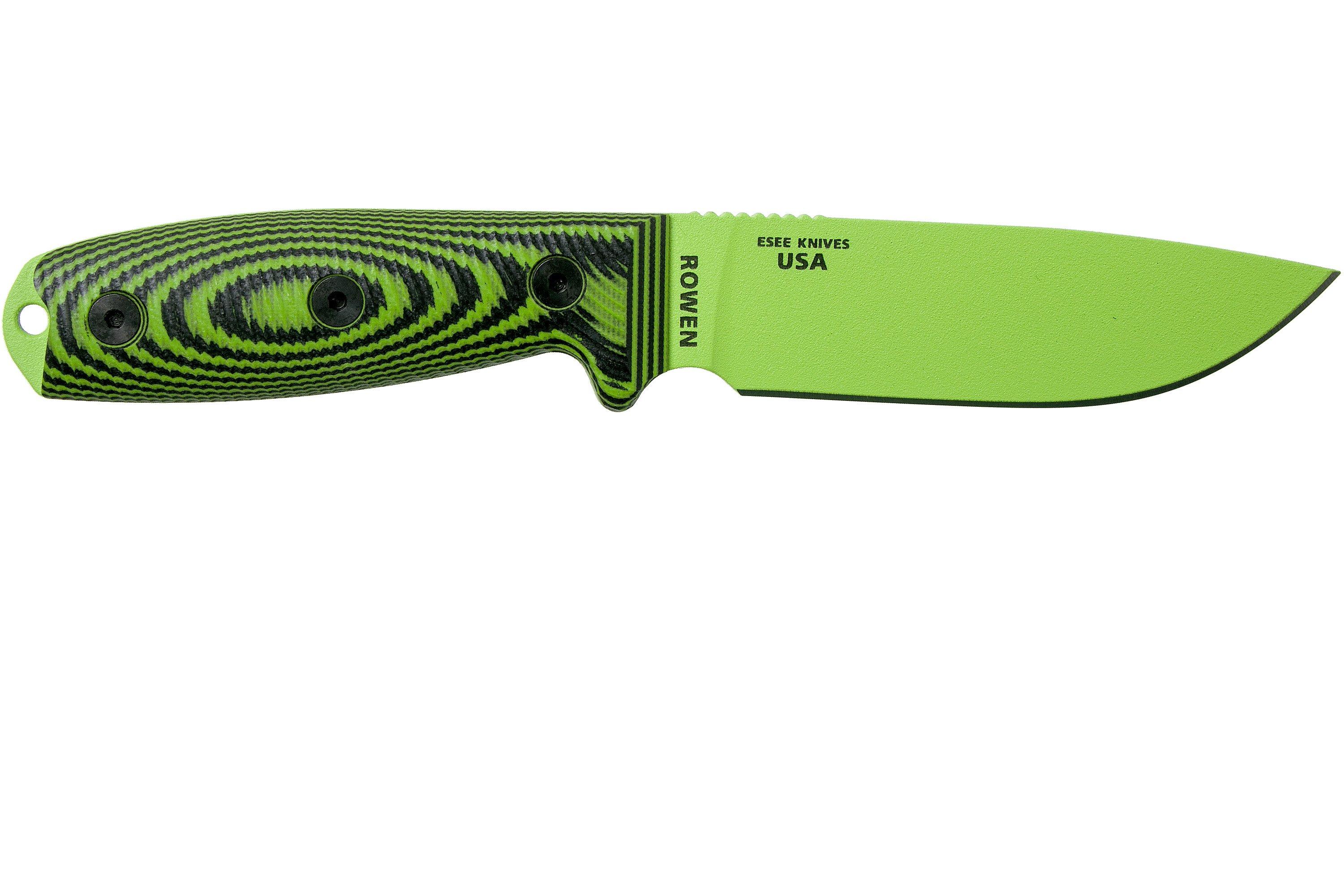 ESEE Model 4 Venom Green Blade 3D Neon Green-Black G10 survivalmes 4PVG ...