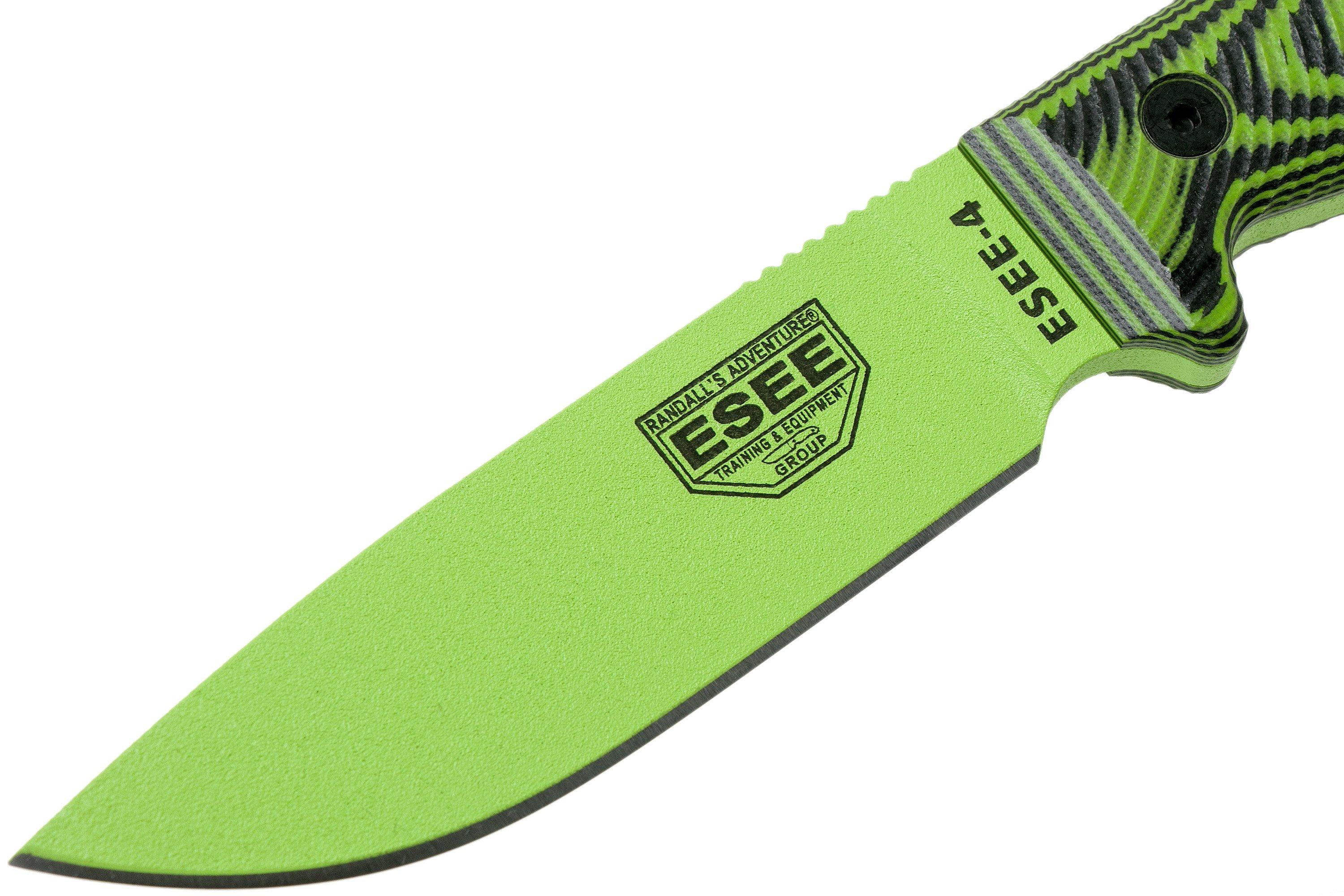 ESEE Model 4 Venom Green Blade 3D Neon Green-Black G10 survivalmes 4PVG ...