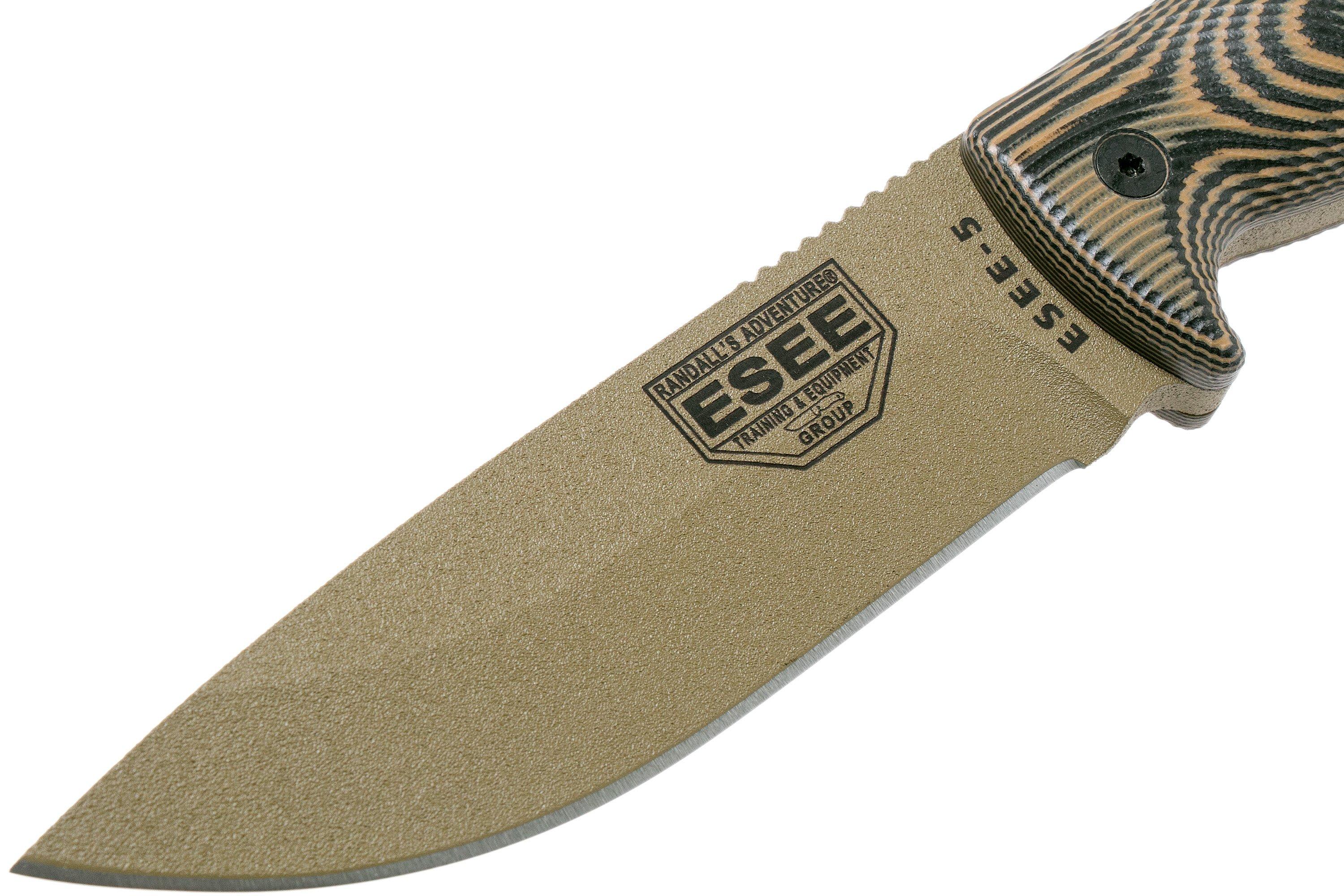 ESEE Model 5 Dark Earth Blade 3D Coyote-Black G10 coltello da ...