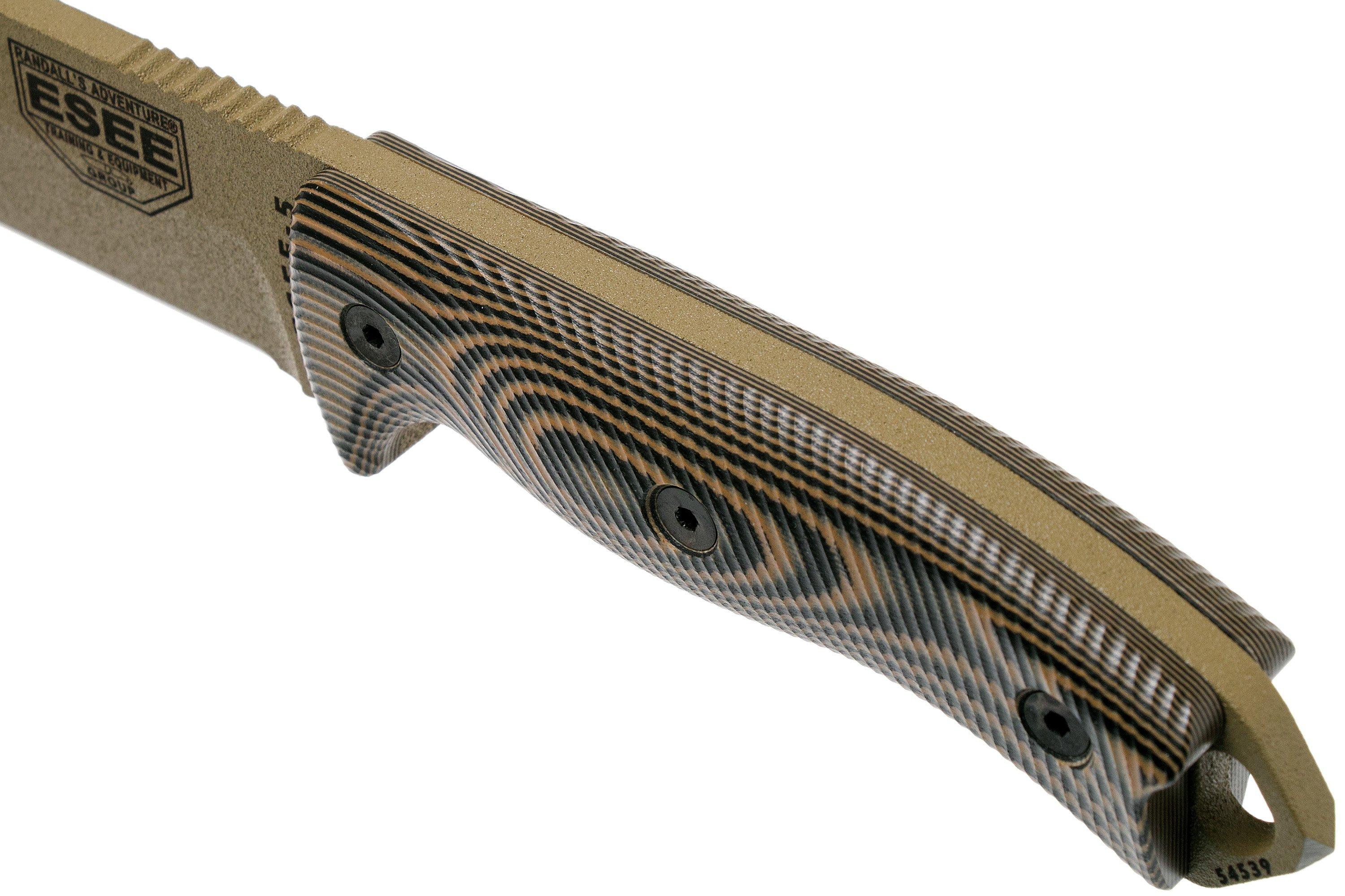 ESEE Model 5 Dark Earth Blade 3D Coyote-Black G10 survival knife 5PDE ...