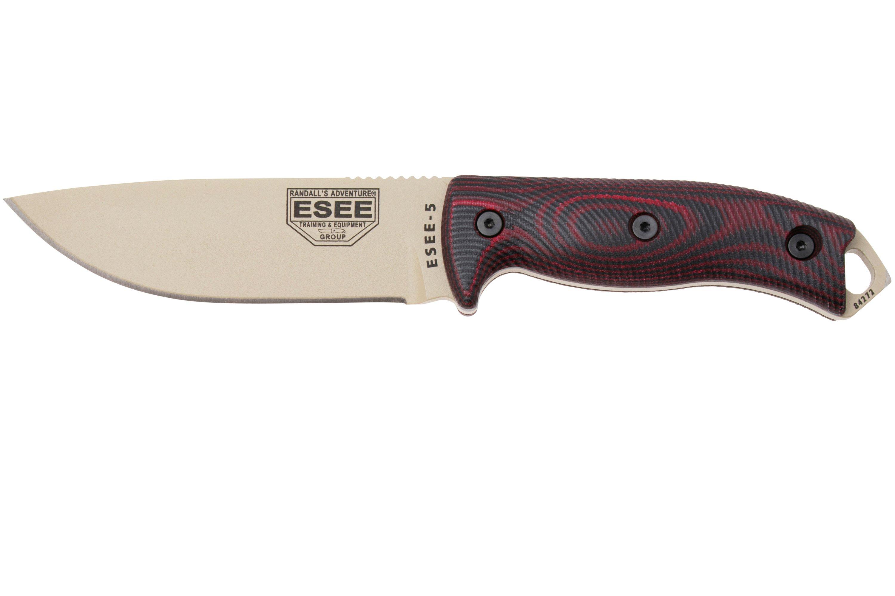 ESEE Model 5 Desert Tan Blade 3D Blood-Black G10 survival knife 5PDT ...