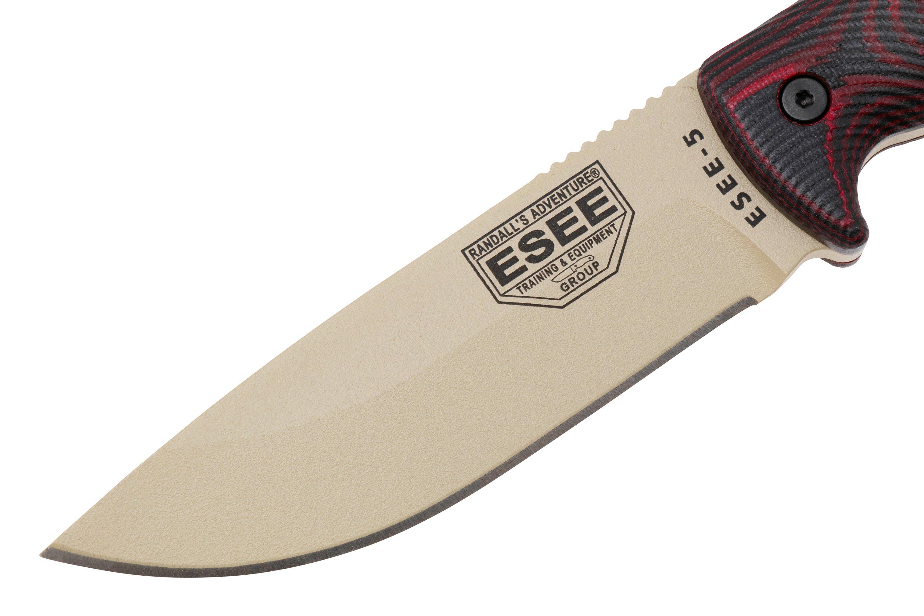 ESEE Model 5 Desert Tan Blade 3D Blood-Black G10 survival knife 5PDT ...