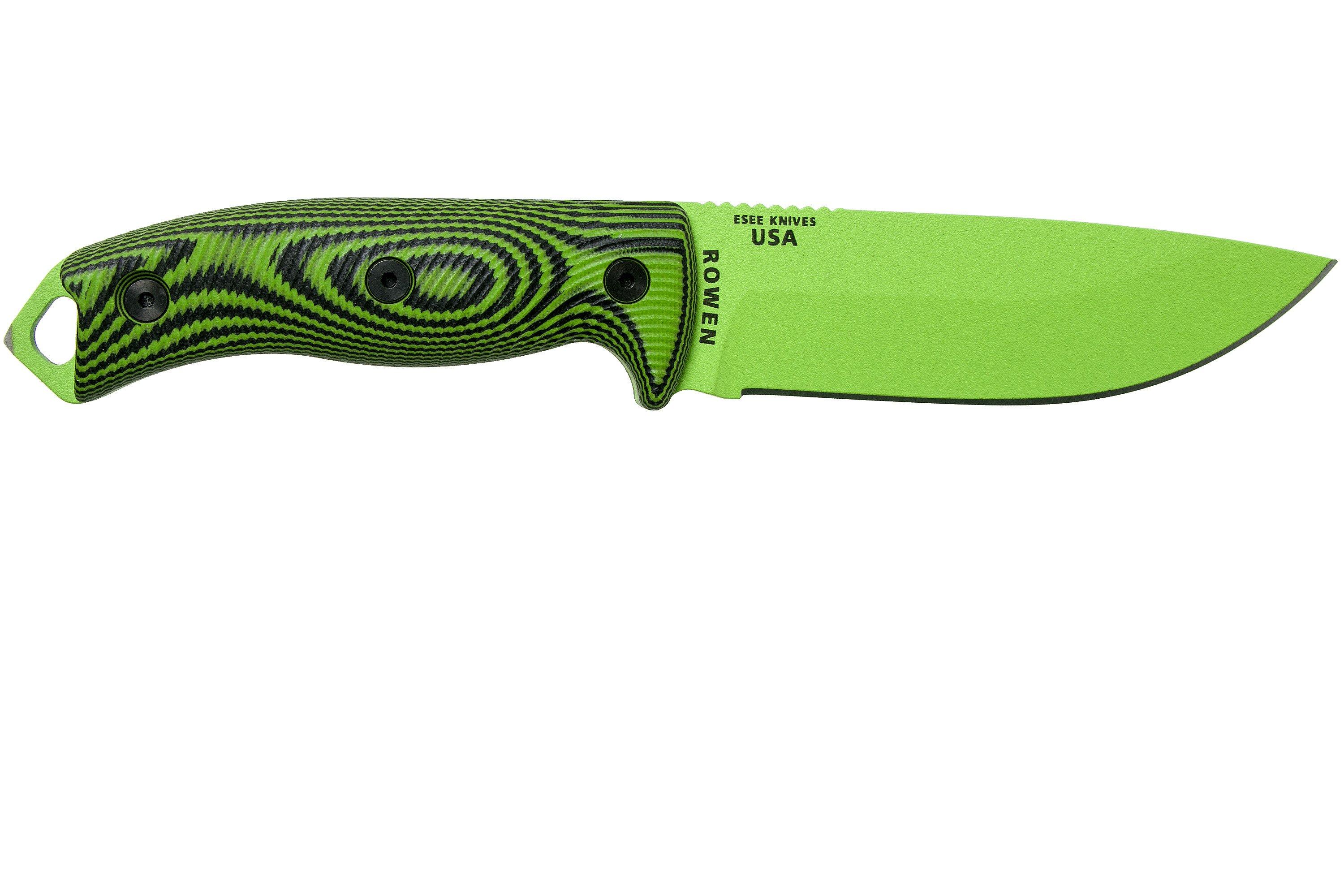 ESEE Model 5 Venom Green Blade 3D Neon Green-Black G10 survival knife ...
