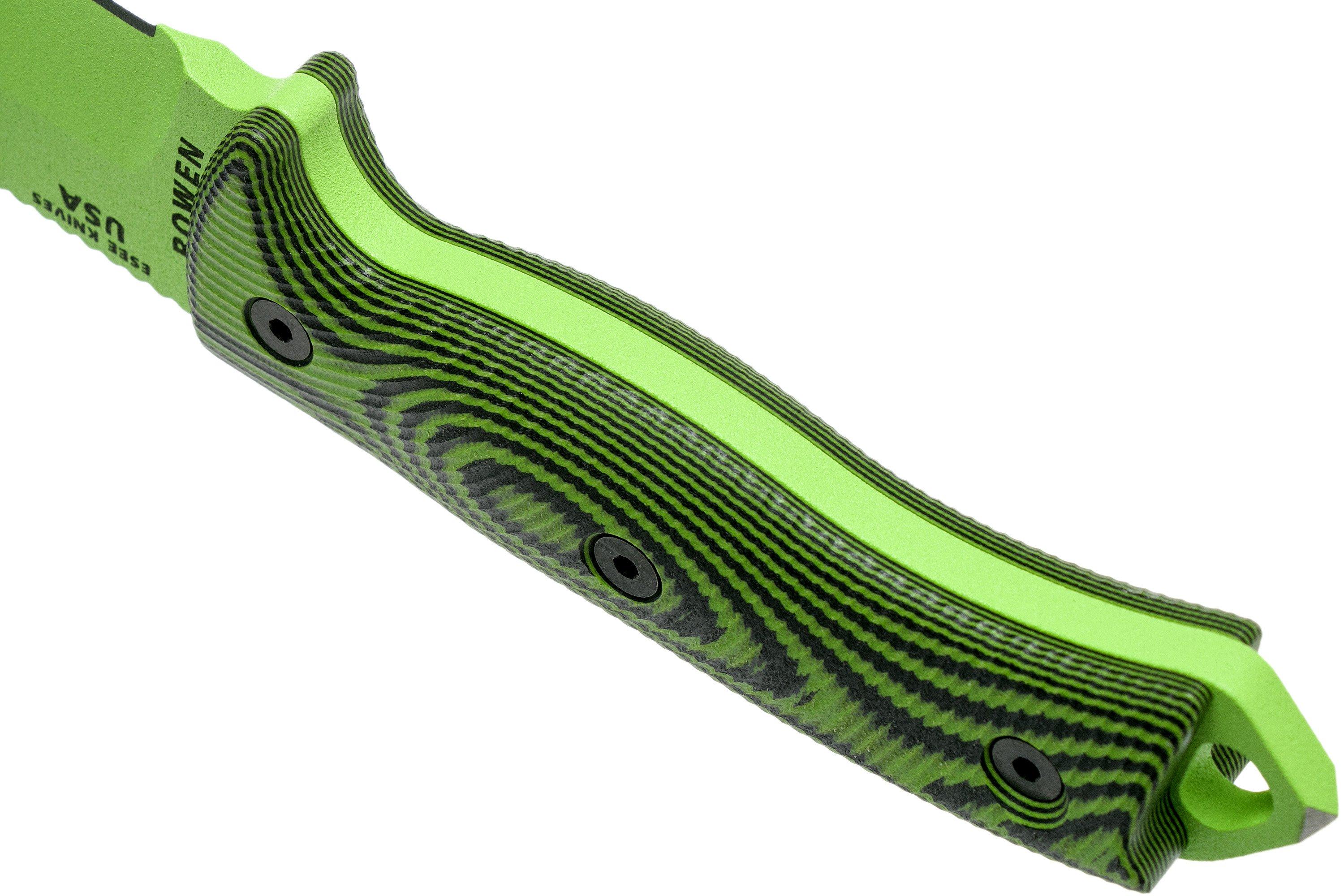 ESEE Model 5 Venom Green Blade 3D Neon Green-Black G10 survival knife ...