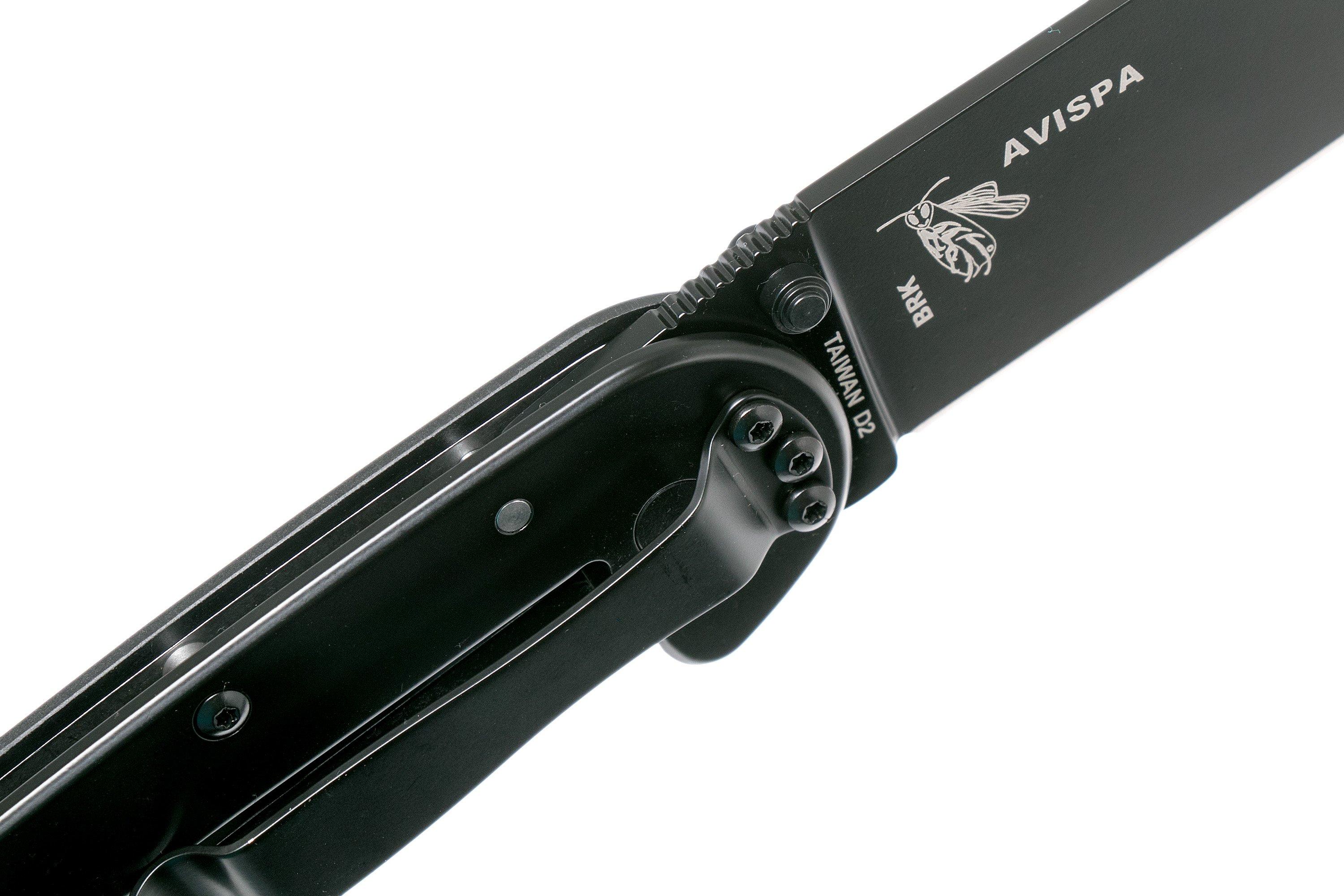 ESEE Avispa pocket knife, black D2 blade, Black handle BRK1302B ...