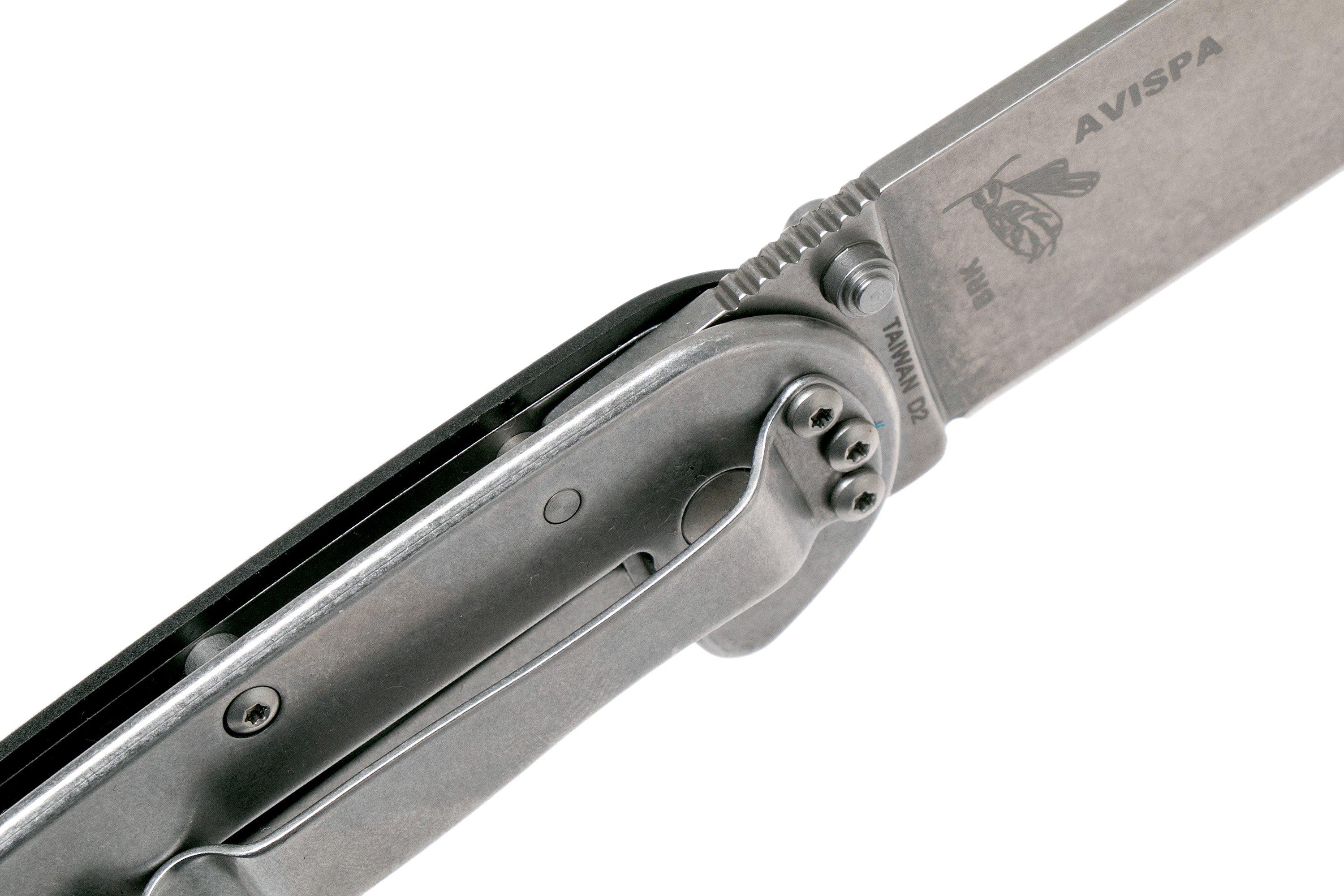 ESEE Avispa pocket knife, stonewashed D2 blade, Black handle BRK1302 ...