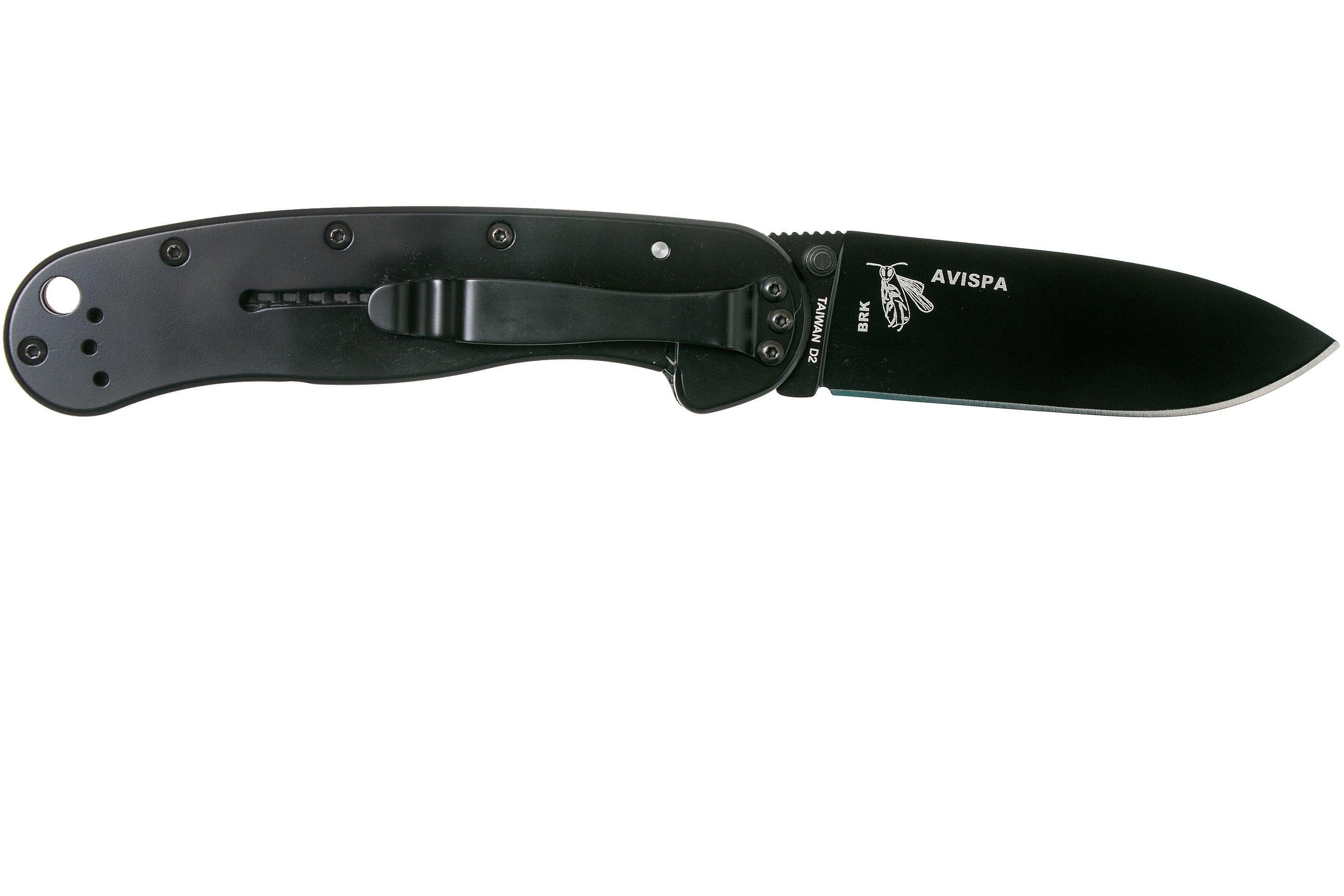 ESEE Avispa pocket knife, black D2 blade, carbon fibre handle ...