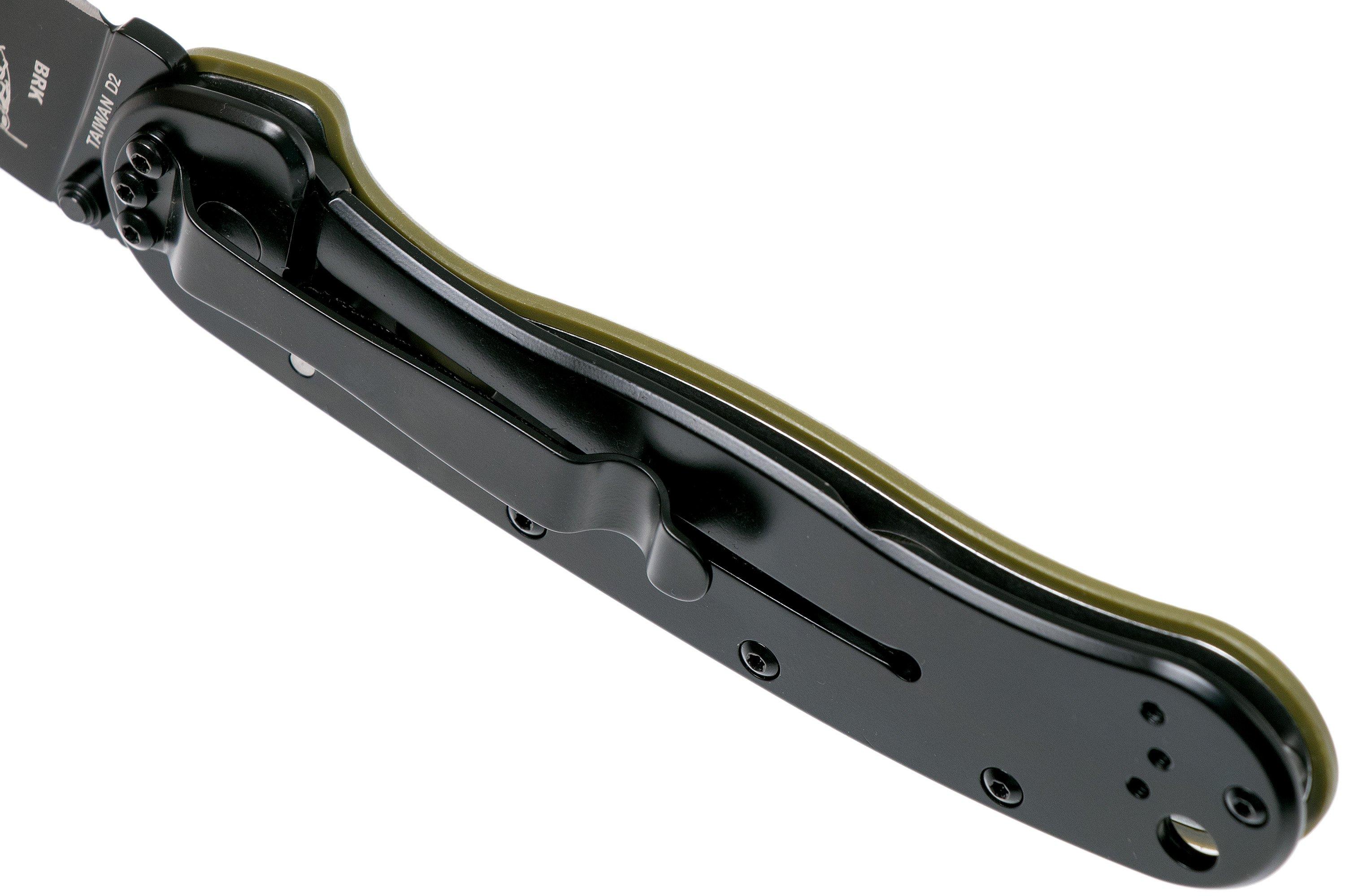 ESEE Avispa pocket knife, black D2 blade, OD Green handle BRK1302ODB ...