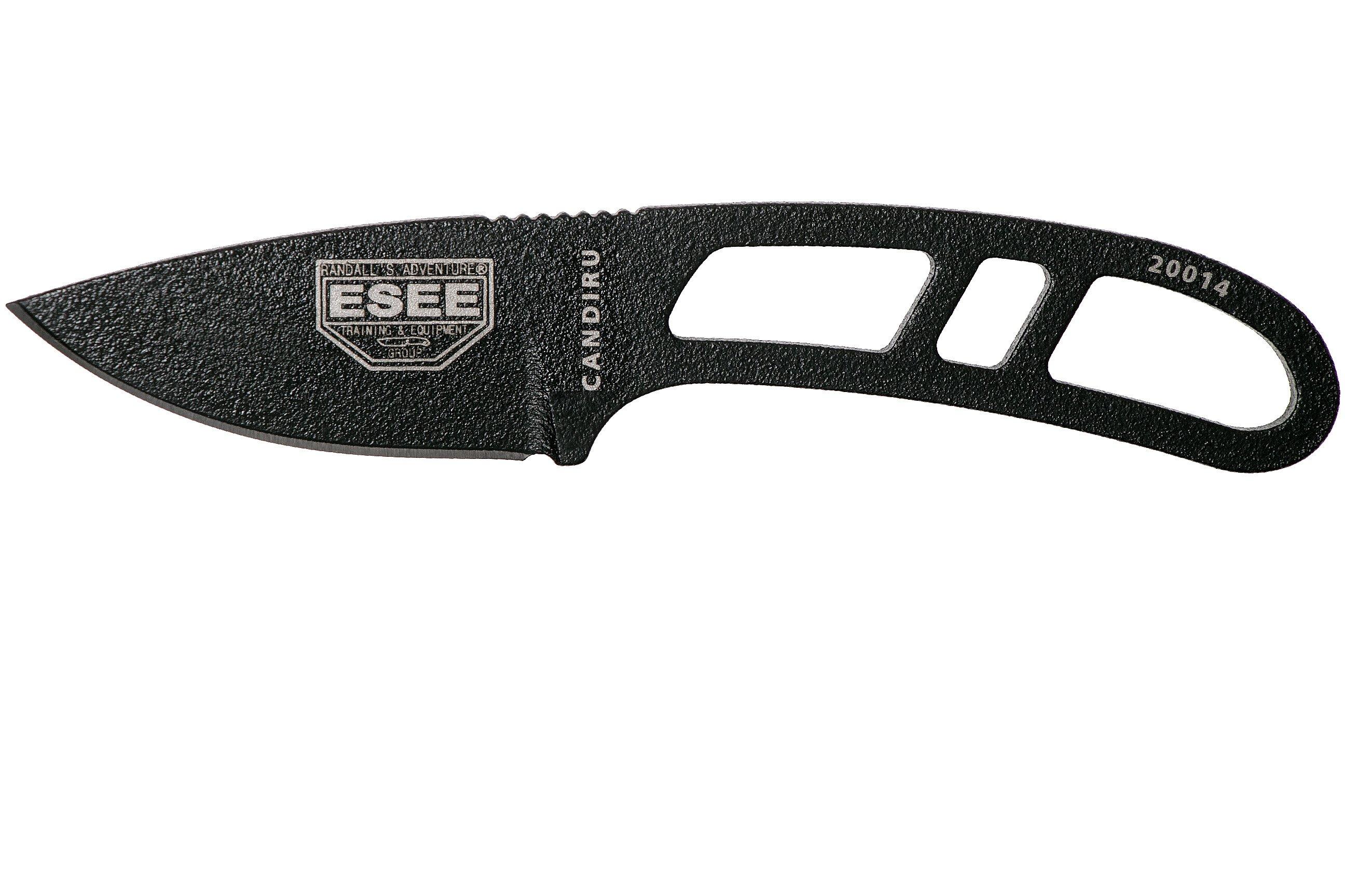 ESEE Candiru Black CAN-B couteau de cou avec étui noir + clip ceinture ...
