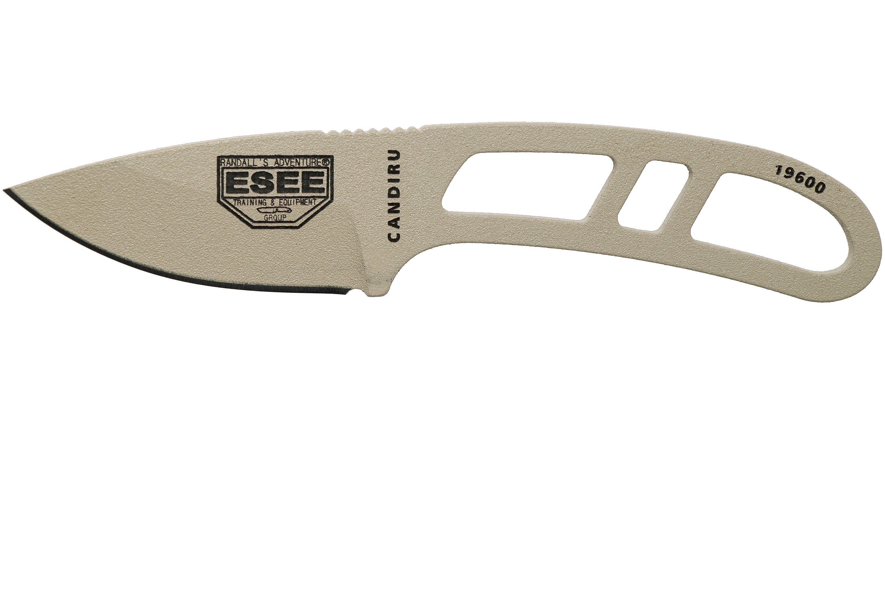 ESEE Candiru Desert Tan CAN-DT couteau de cou avec étui noir + clip ...