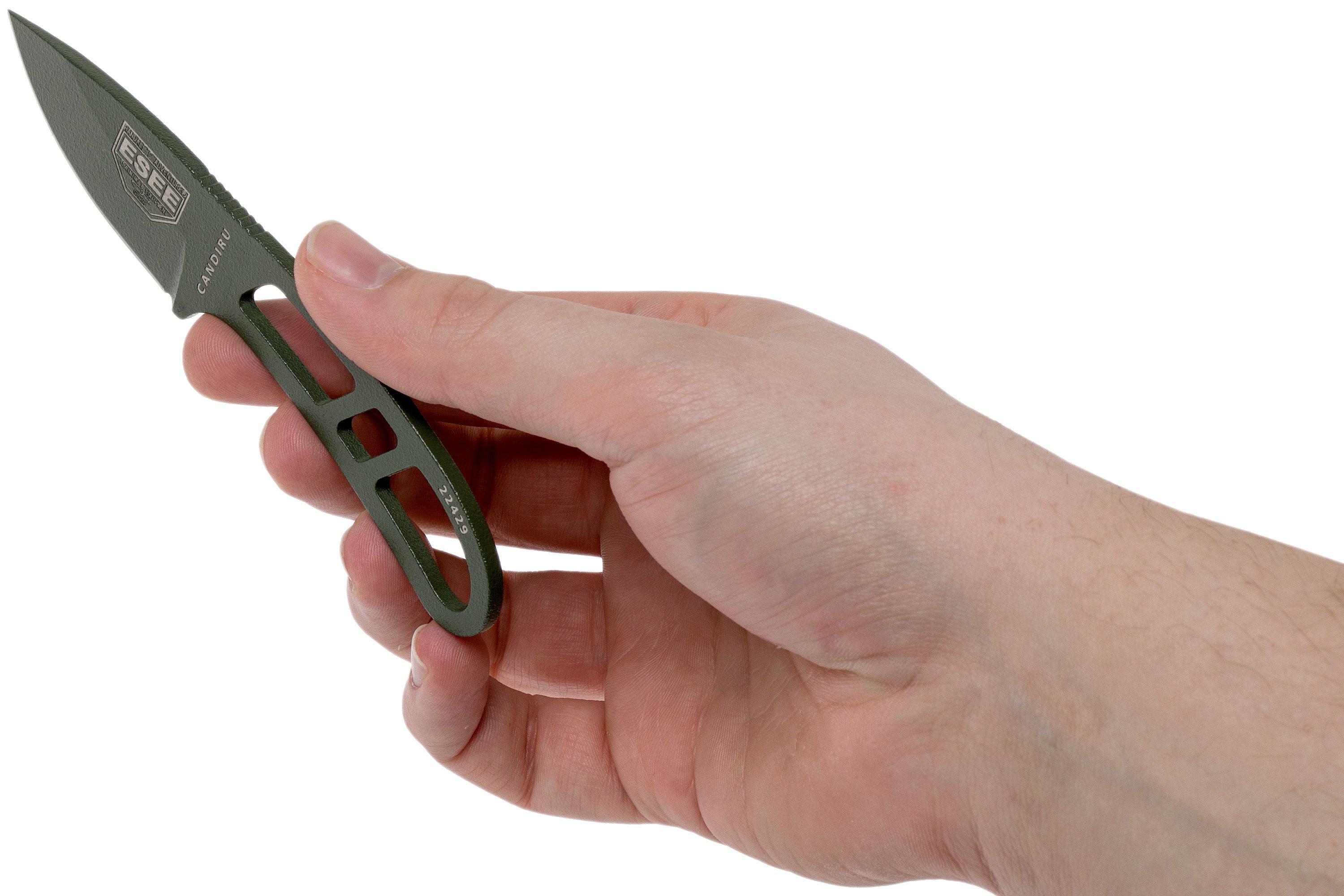 ESEE Candiru OD-green CAN-OD neck knife with black sheath + belt clip ...