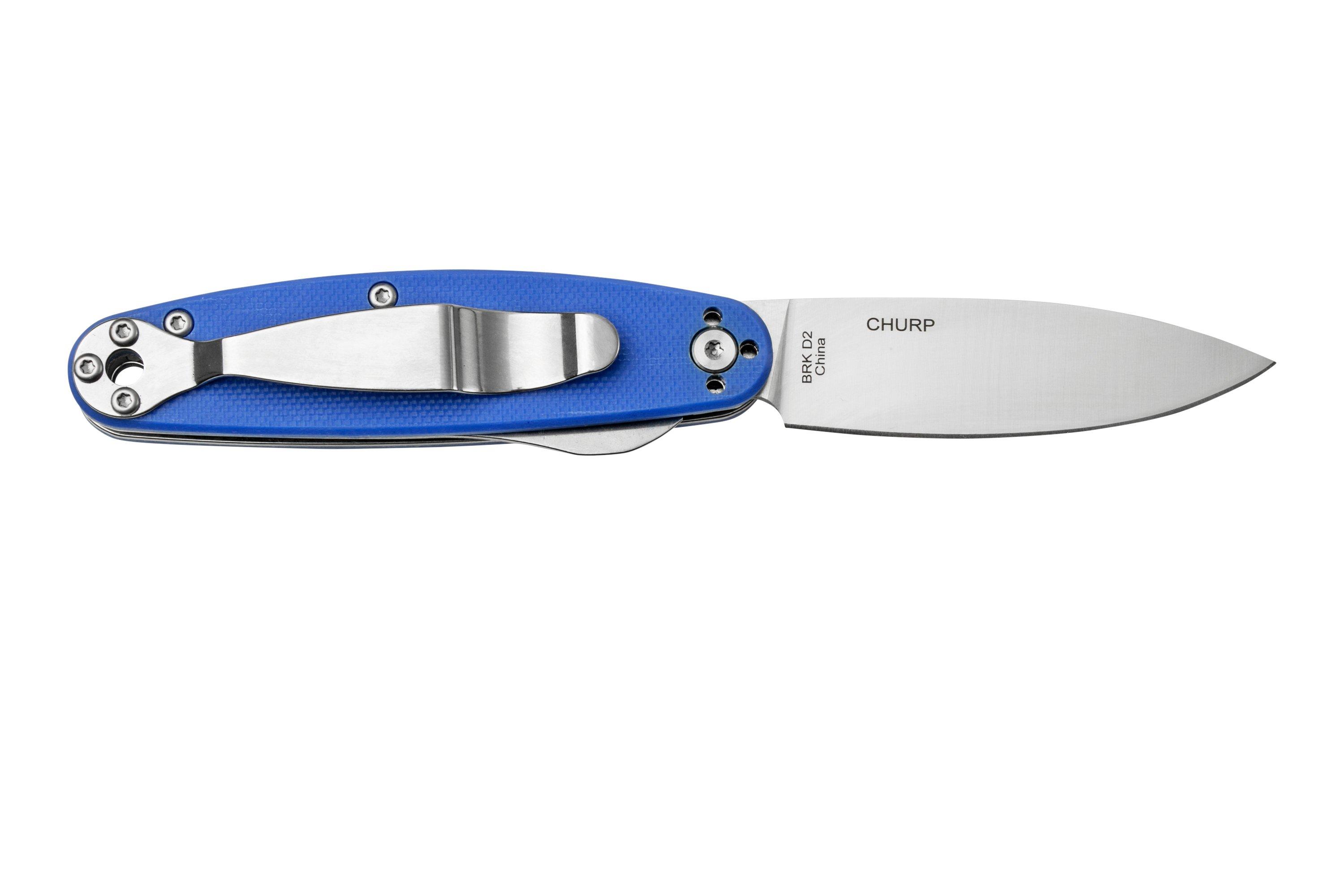 ESEE Churp EE-CH-06 D2, Blue Micarta pocket knife | Advantageously ...