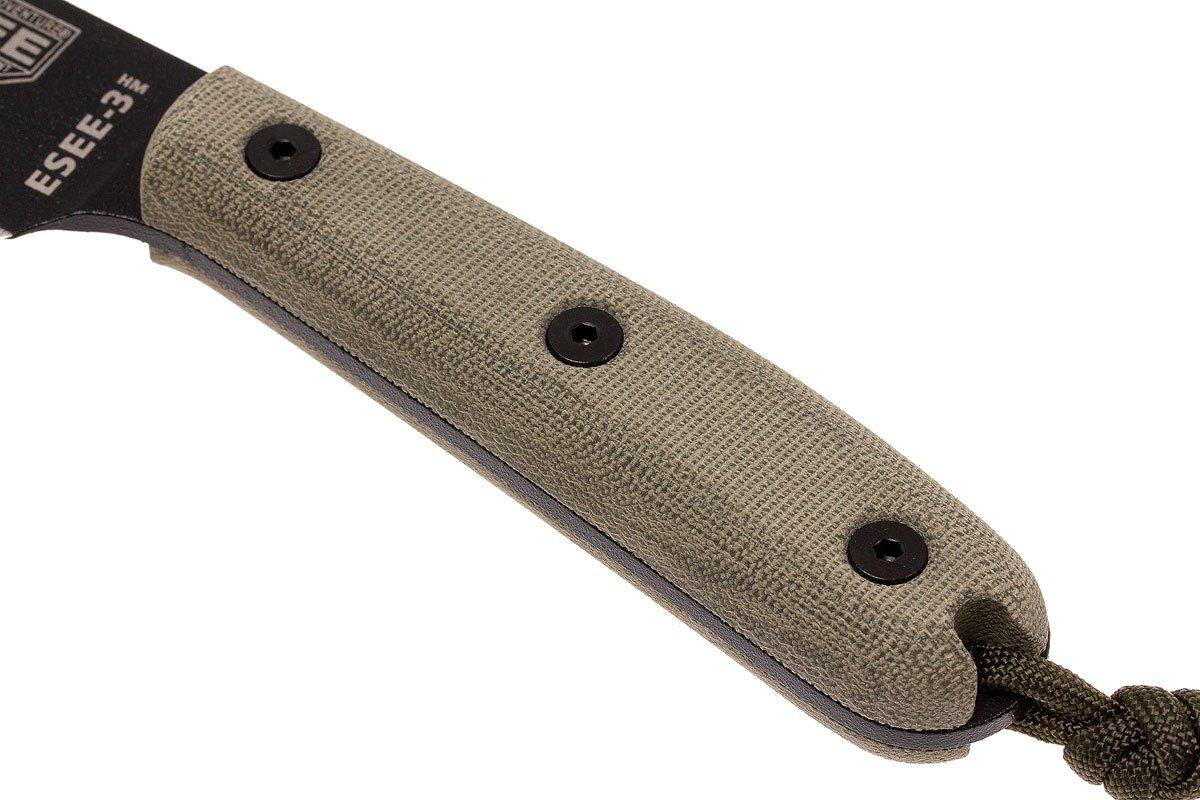 ESEE Model 3HM bushcraft knife Modified Handle, leather sheath ...