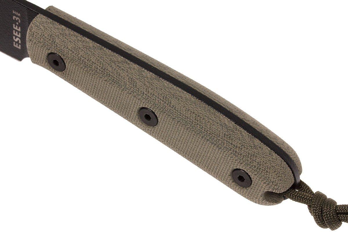 ESEE Model 3HM bushcraft knife Modified Handle, leather sheath ...