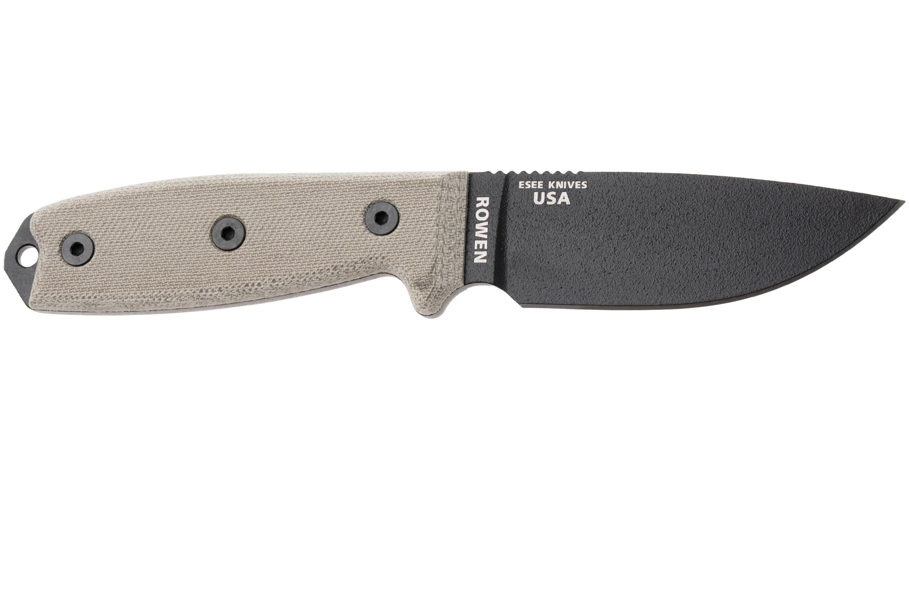 ESEE Model 3 survival knife 3MIL-P-B black sheath + belt clip and MOLLE ...