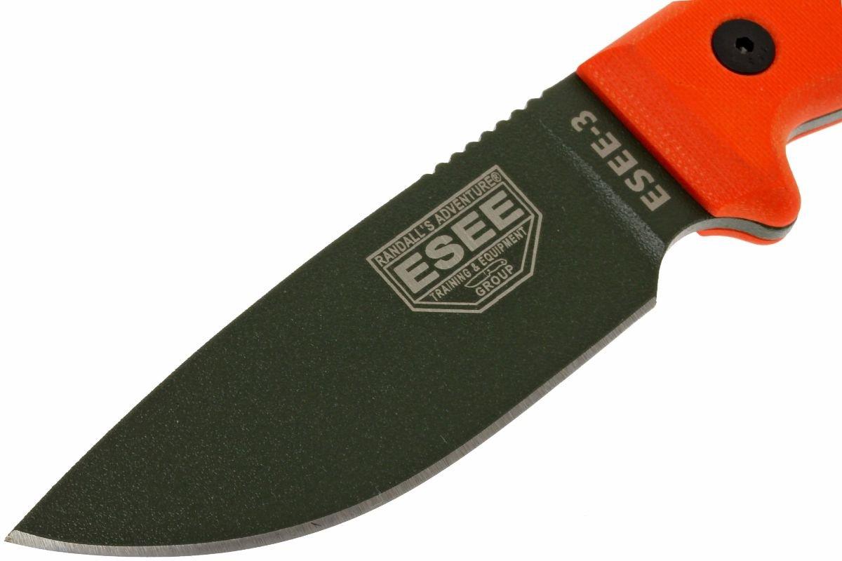 ESEE Model 3 OD blade, orange handle 3P-KO-OD survival knife without ...