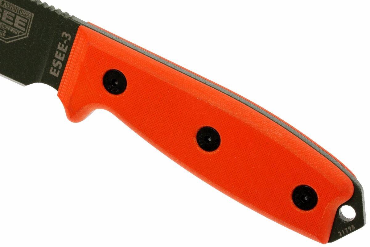 ESEE Model 3 OD blade, Orange Handle 3P-KO-OD cuchillo de supervivencia ...