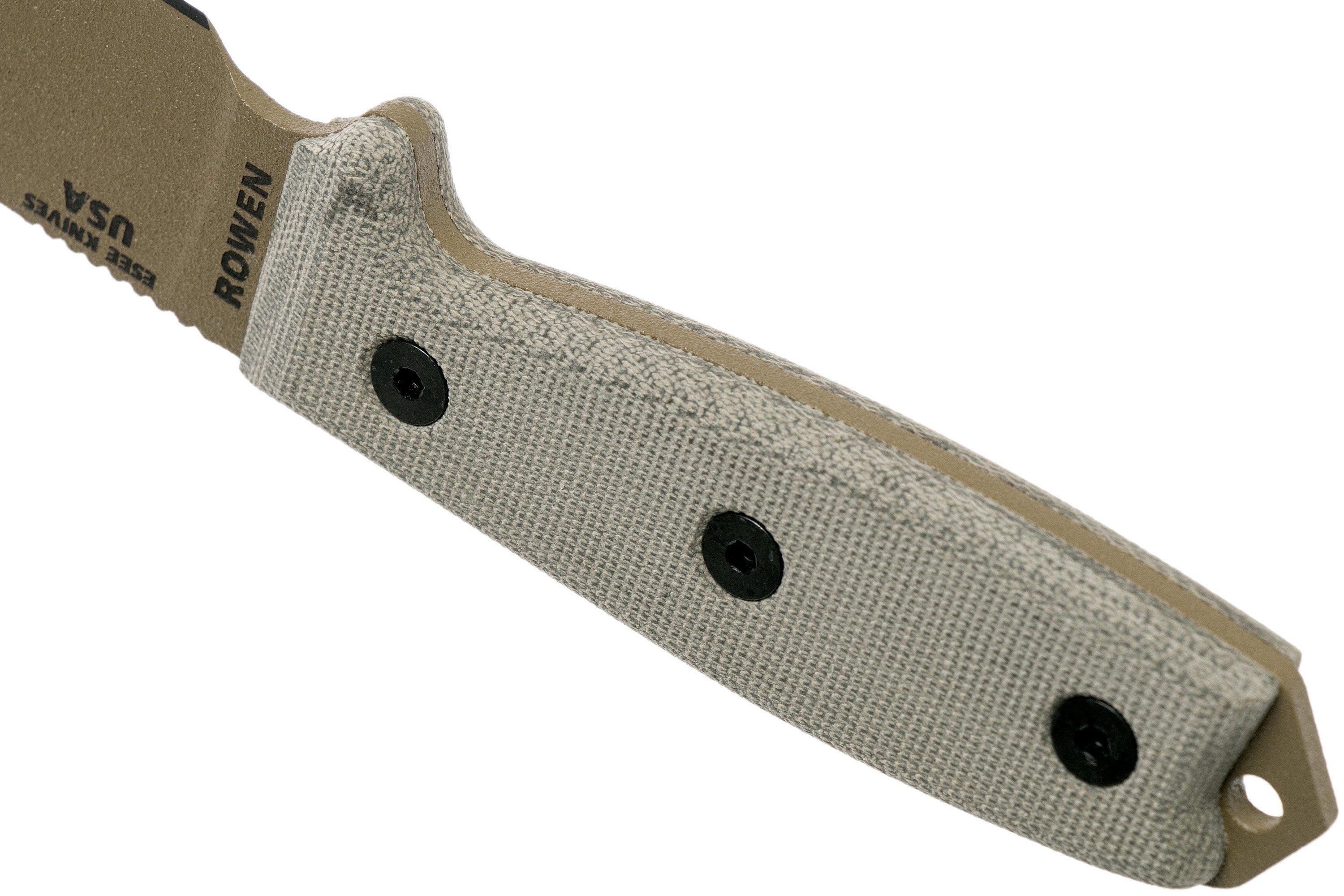 ESEE Model 3 dark earth blade, grey handle 3P-MB-DE with sheath + clip ...