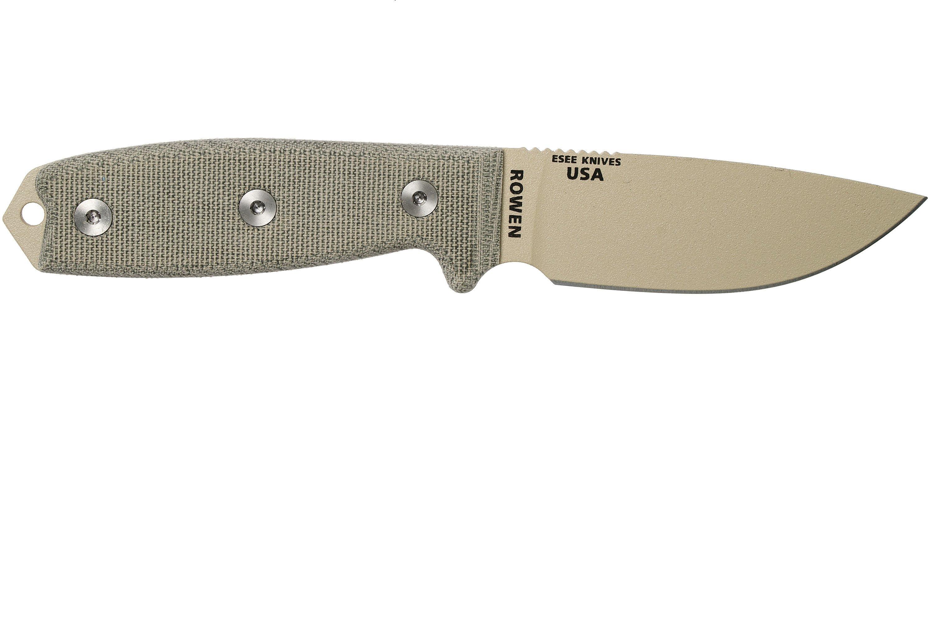 ESEE Model 3 desert tan blade, grey handle 3P-MB-DT with sheath + clip ...
