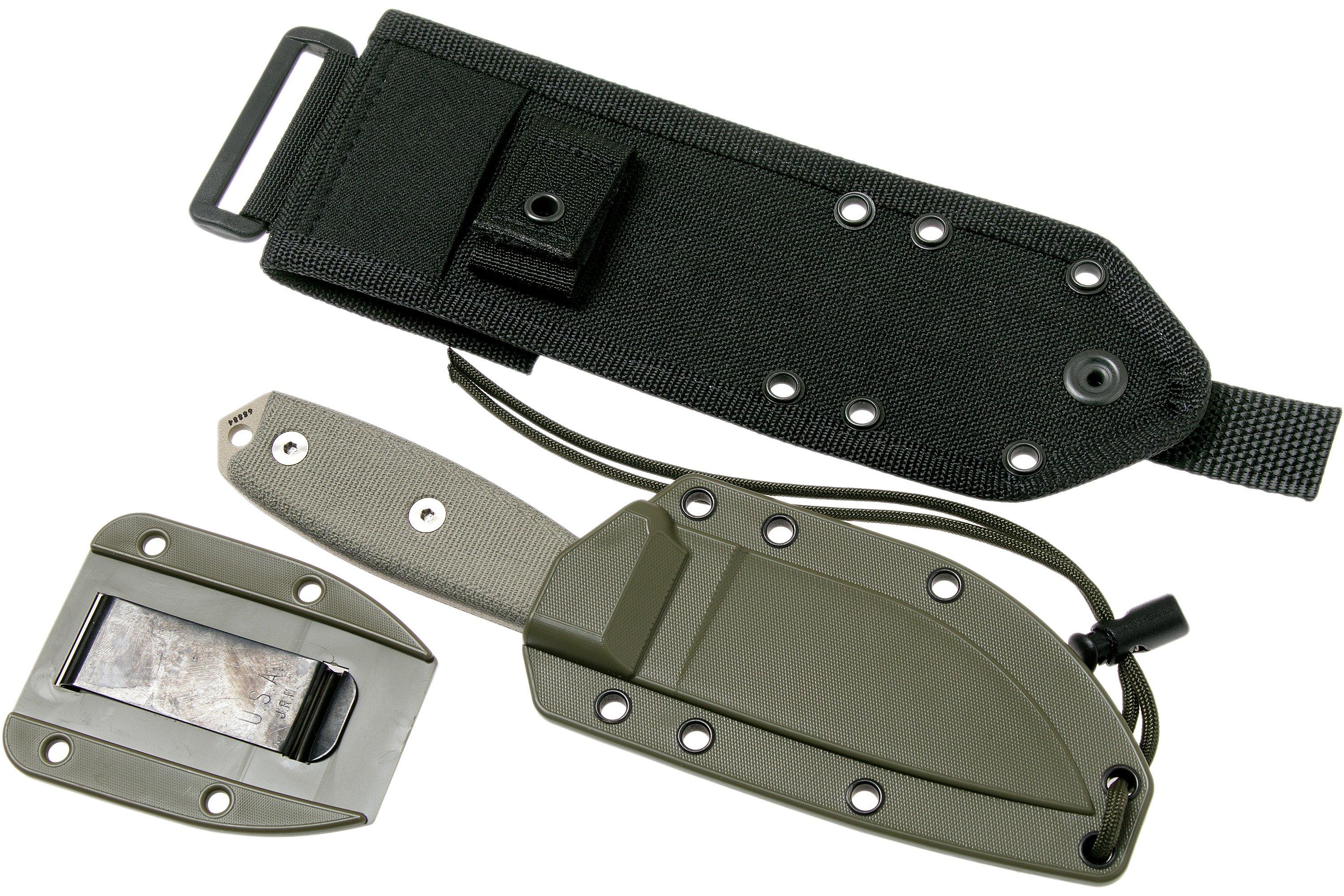 ESEE Model 3 desert tan blade, grey handle 3P-MB-DT avec étui + clip et ...