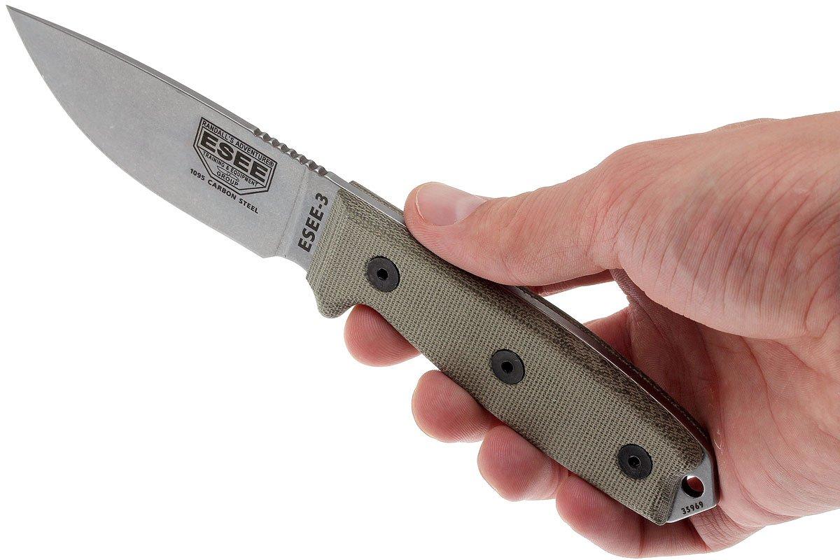 ESEE Knives Model 3 uncoated, ESEE-3P-UC | Advantageously shopping at ...
