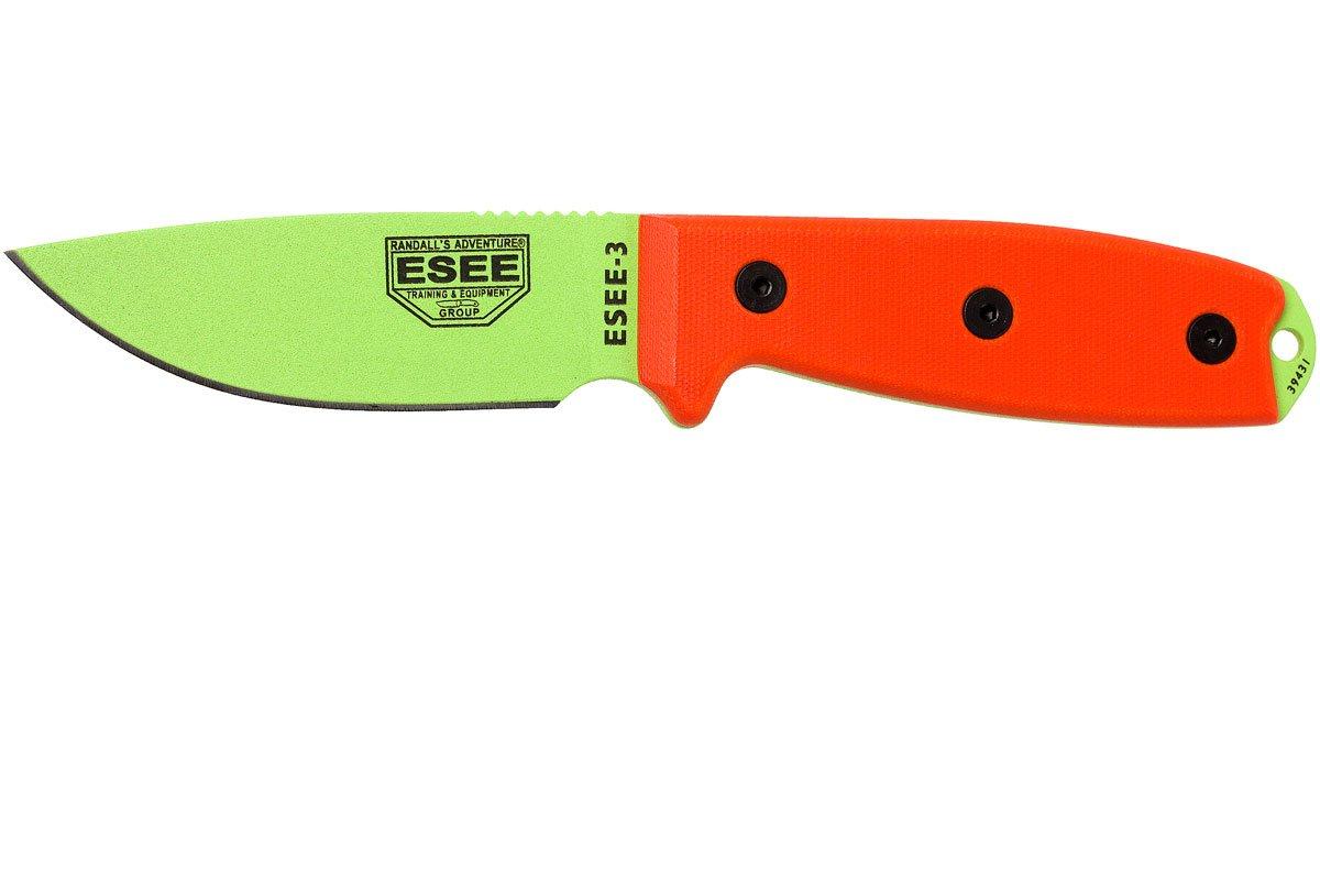 ESEE Model 3 Venom Green 3PM-VG survival knife with sheath + belt clip ...