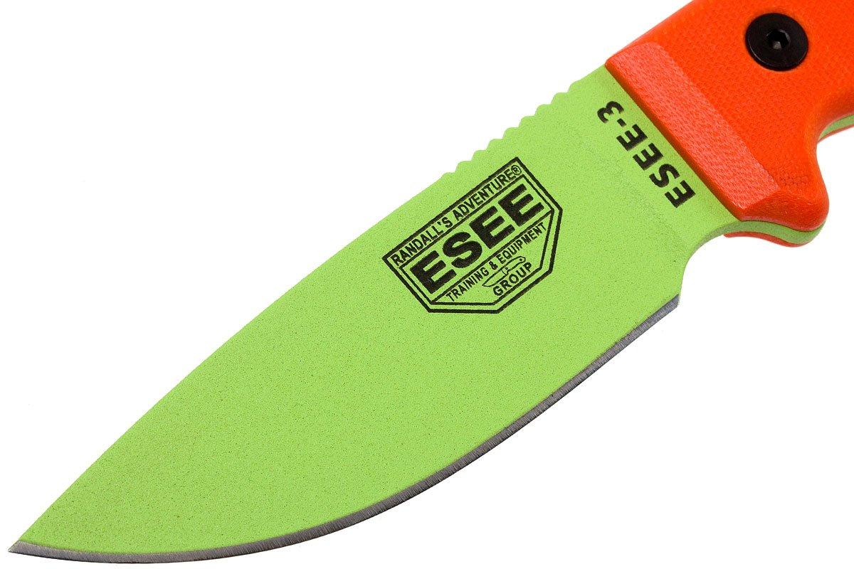 ESEE Model 3 Venom Green 3PM-VG survival knife with sheath + belt clip ...