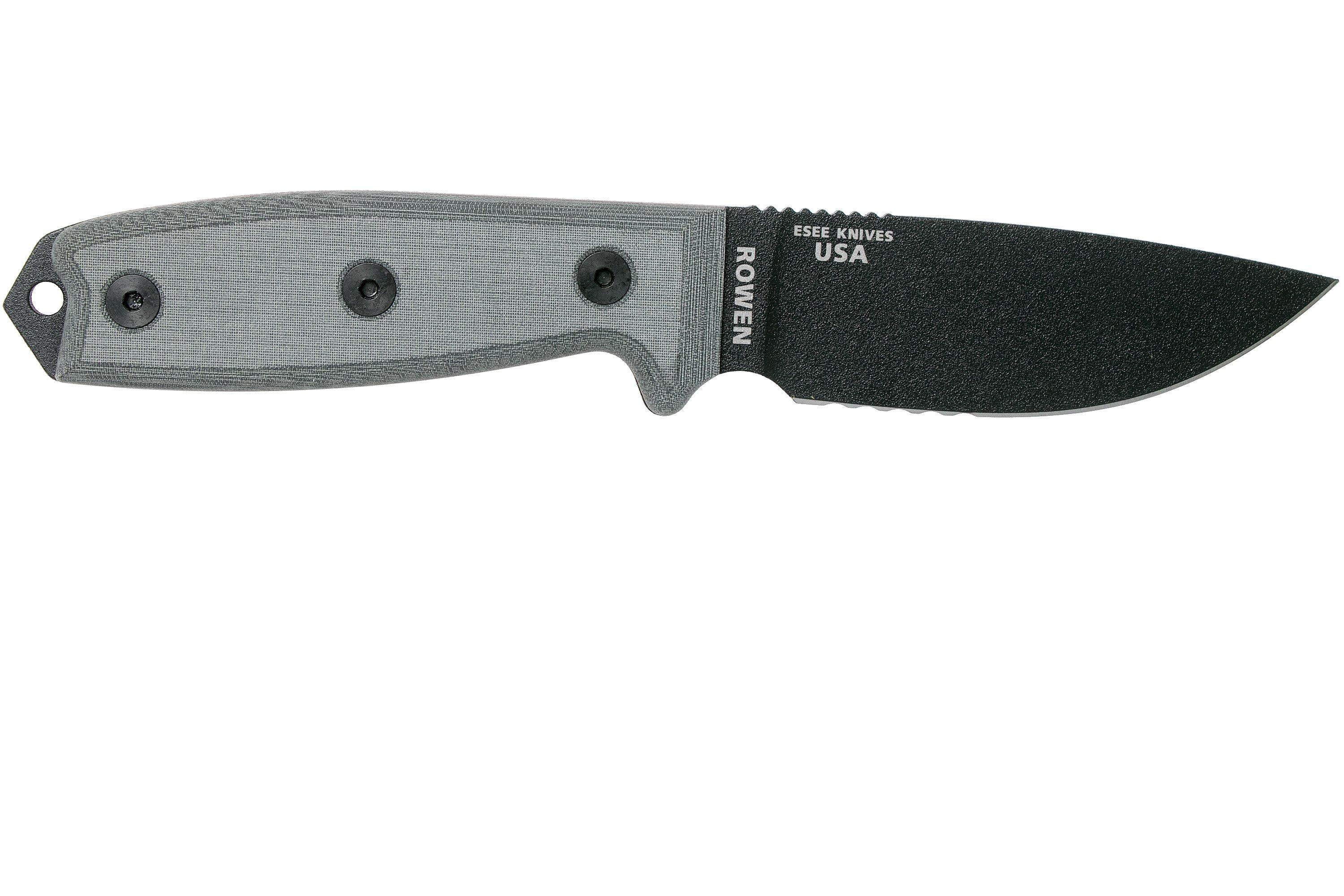 ESEE Model 3 serrated, grey handle 3S with sheath + clip ...