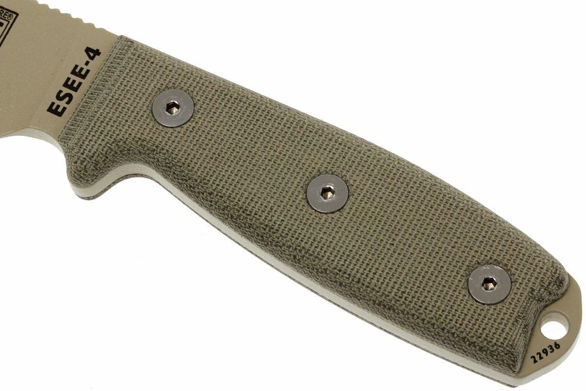 ESEE Model 4 desert tan 4P-KO-DT survival knife without sheath ...