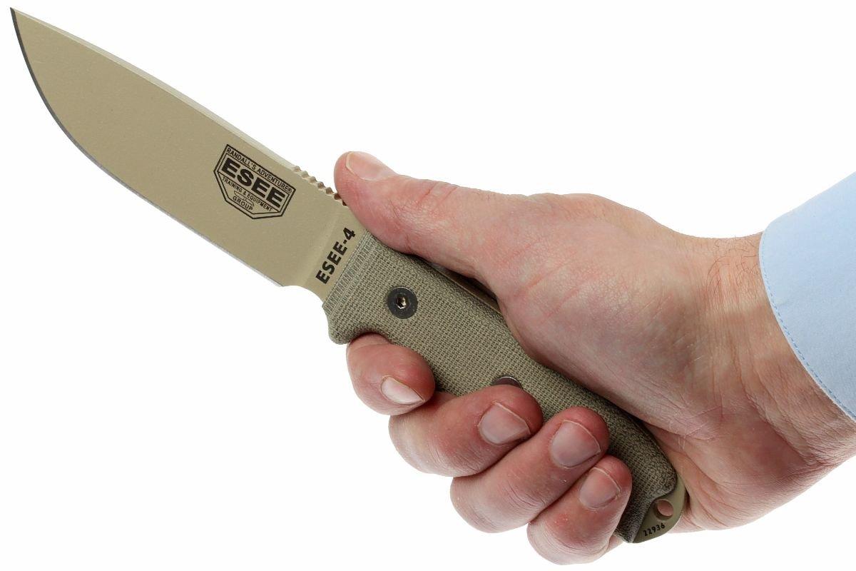 ESEE Model 4 desert tan 4P-KO-DT survival knife without sheath ...