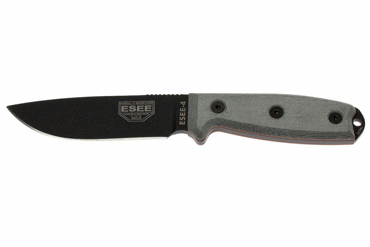 ESEE Model 4 black blade, grey handle 4P-KO survival knife without ...