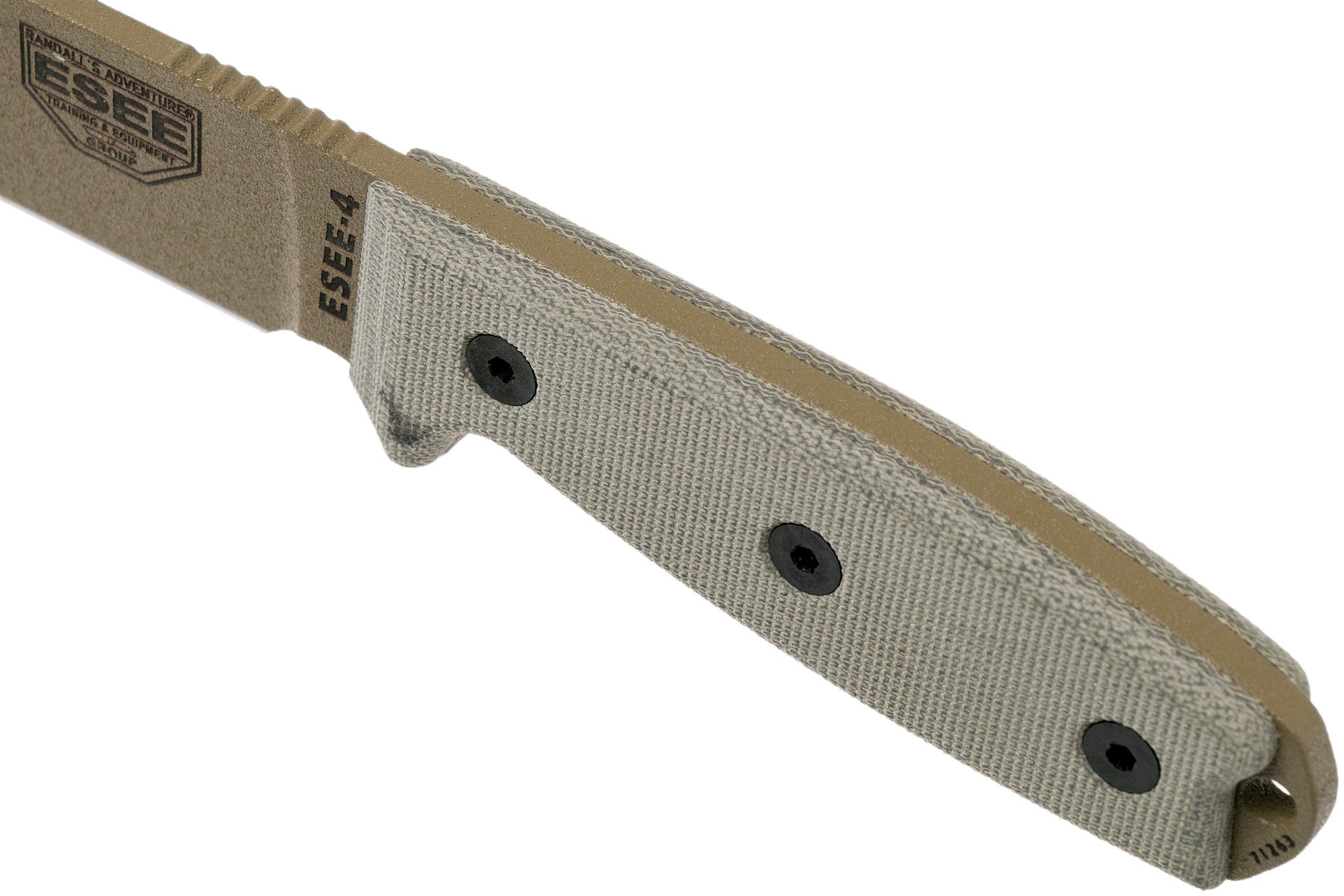 ESEE Model 4 dark earth blade, grey handle 4P-MB-DE avec étui noir ...