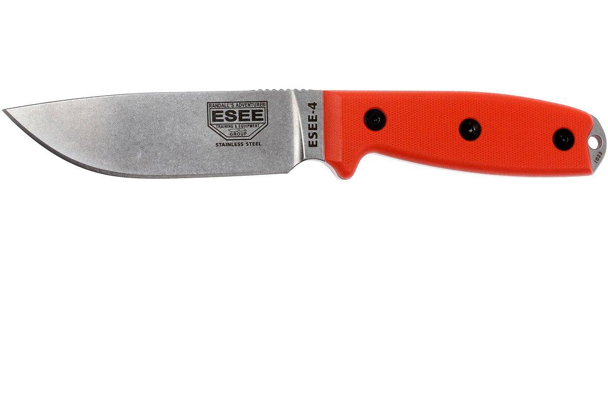ESEE Model 4 Stainless 440C Orange 4P-MB-SS-OR with sheath + clip and ...