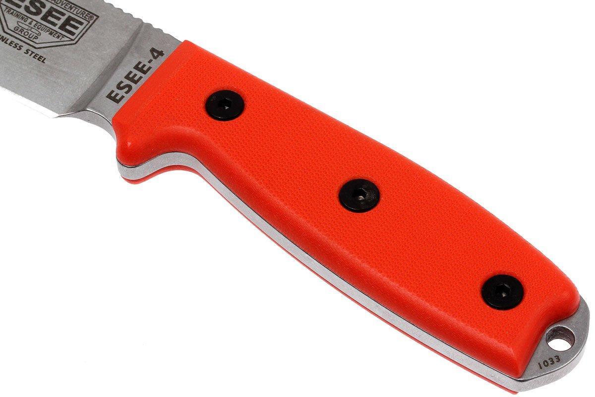 ESEE Model 4 Stainless 440C Orange 4P-MB-SS-OR with sheath + clip and ...