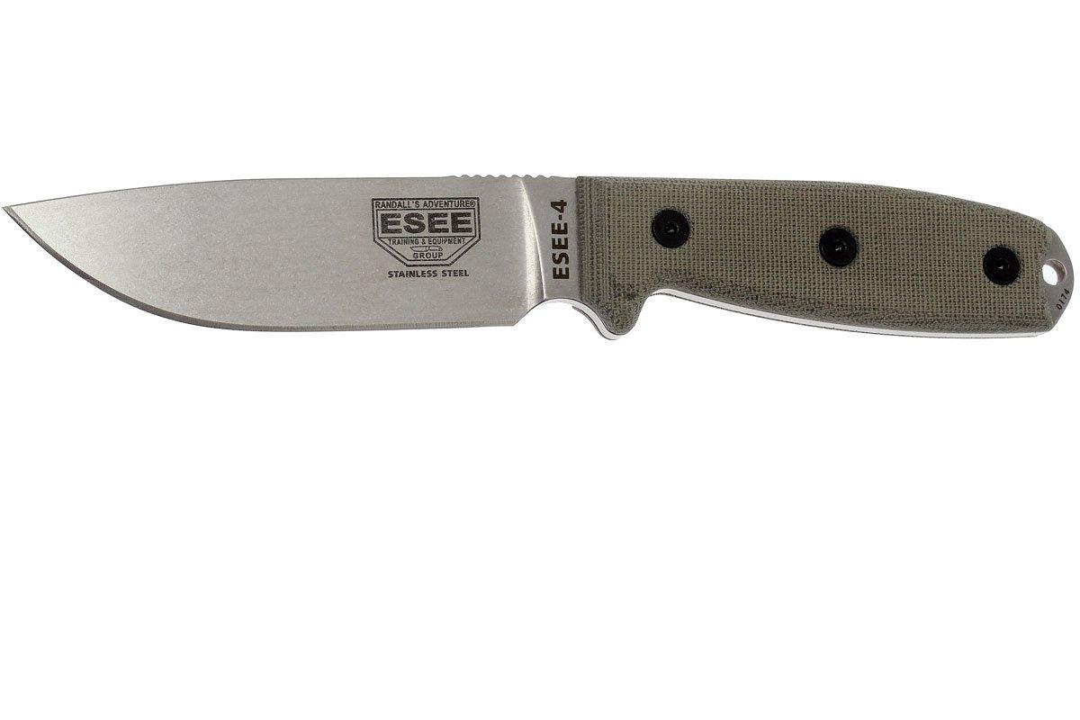 ESEE Model 4 Stainless 440C 4P-MB-SS con funda + Clip y MOLLE-back ...