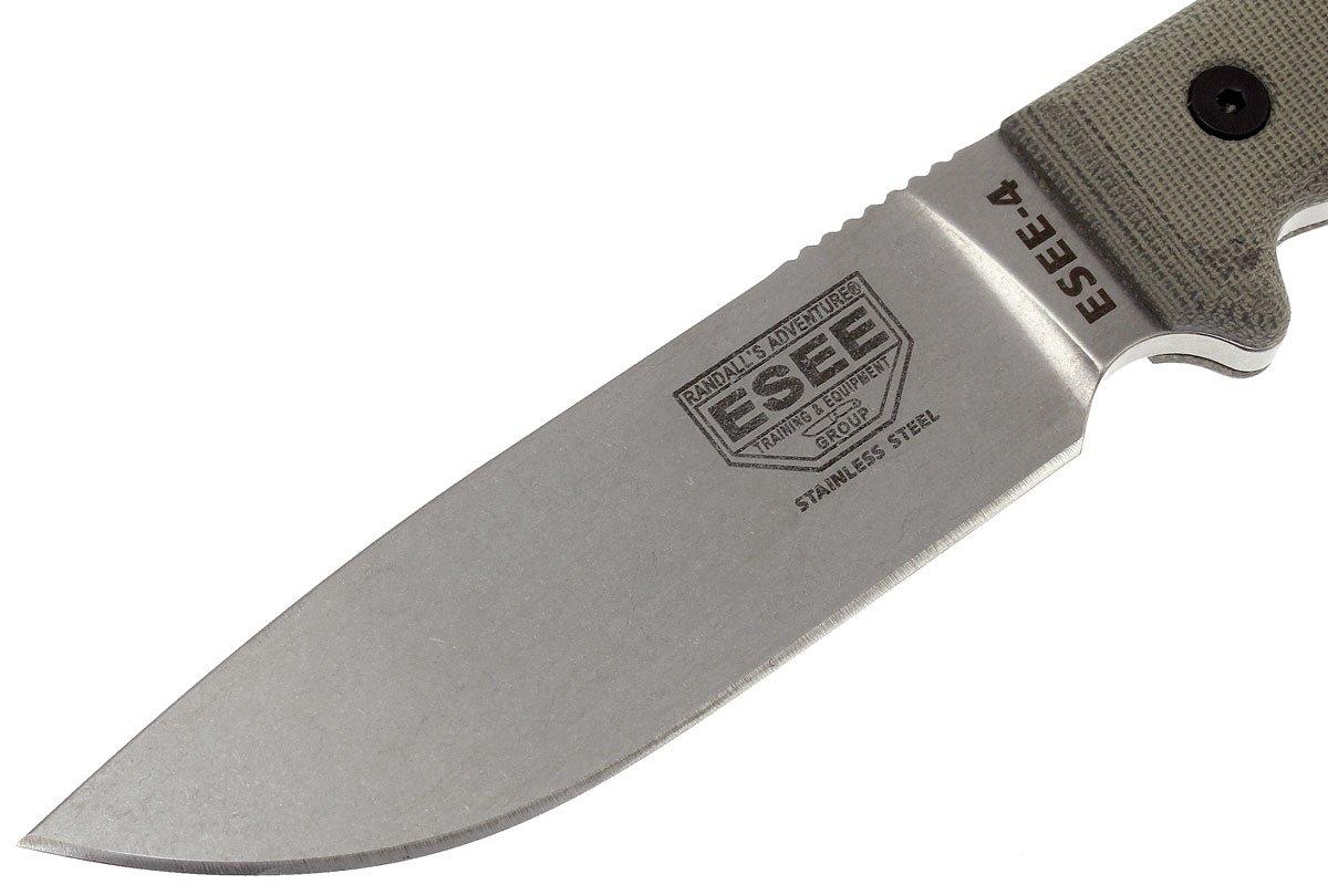 ESEE Model 4 Stainless 440C 4P-MB-SS with sheath + clip and MOLLE-back ...