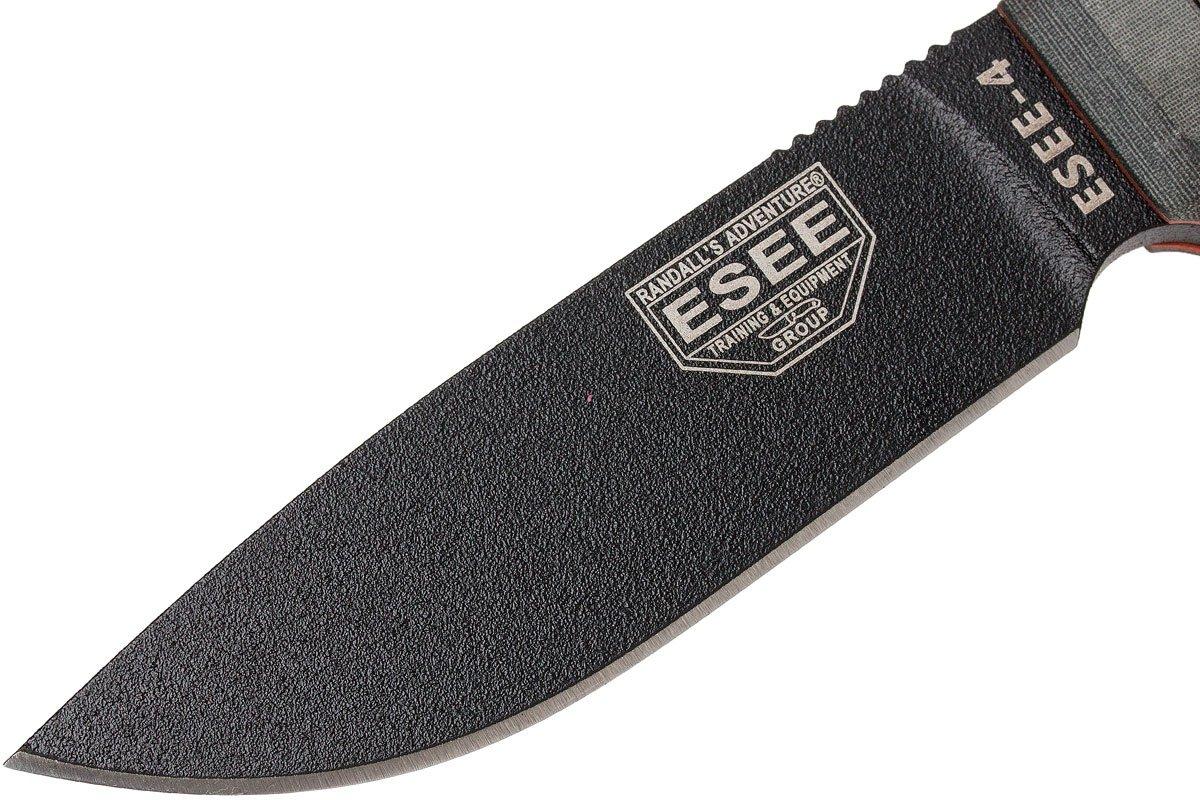 ESEE Model 4 Black blade, Grey Handle 4P-MB con funda Coyote + Clip y ...