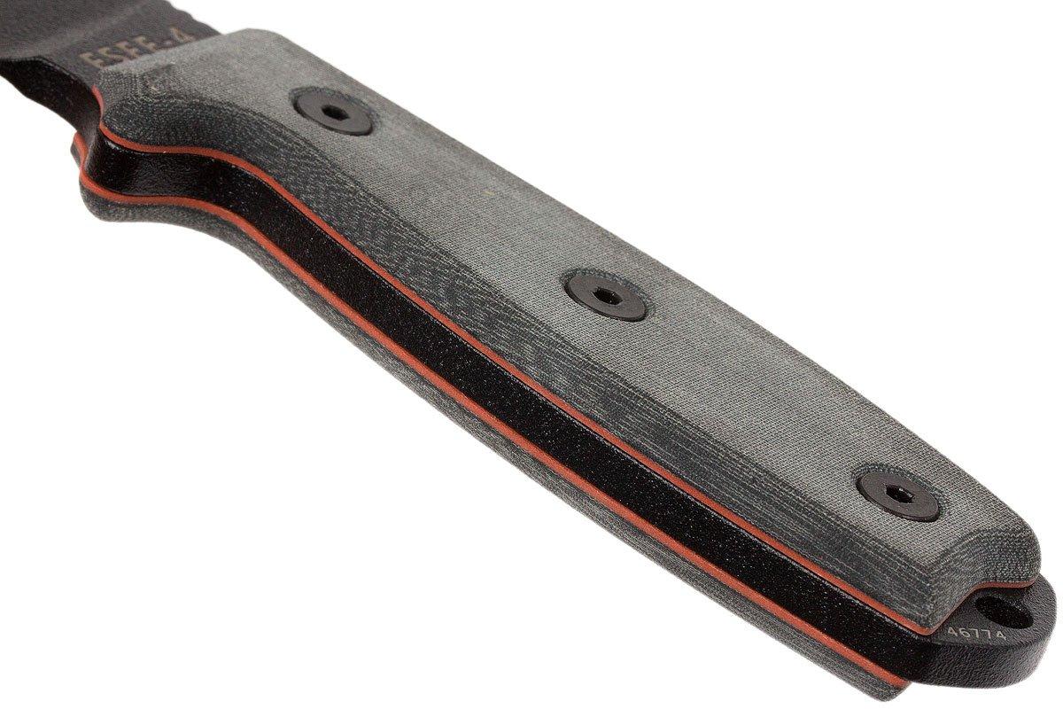 ESEE Model 4 Black blade, Grey Handle 4P-MB con funda Coyote + Clip y ...